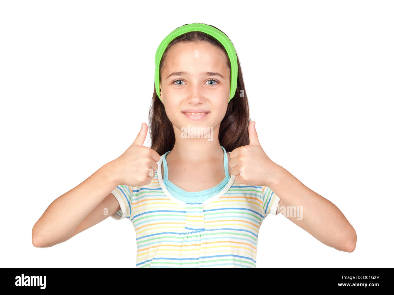 Adorable little girl saying OK isolated on white background Stock Photo ...