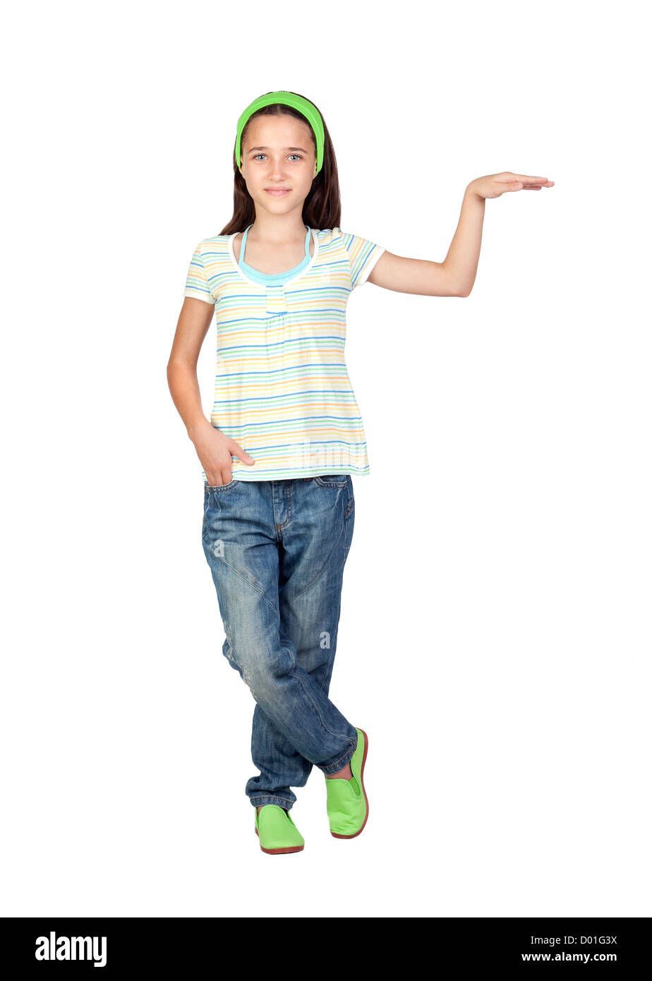 Adorable student girl with blue eyes isolated on white background Stock ...