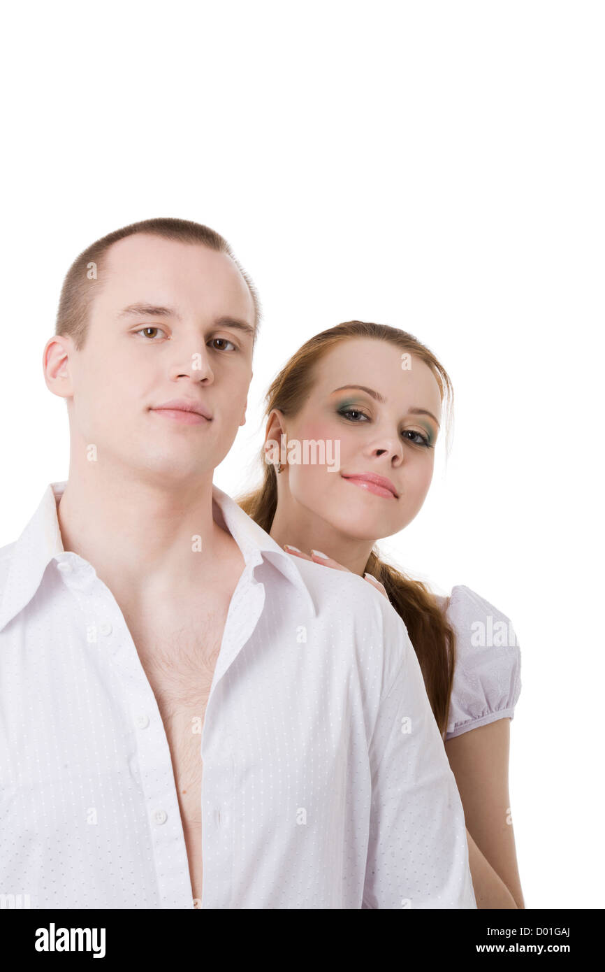 Curious Couple staring at you isolated on white Stock Photo - Alamy