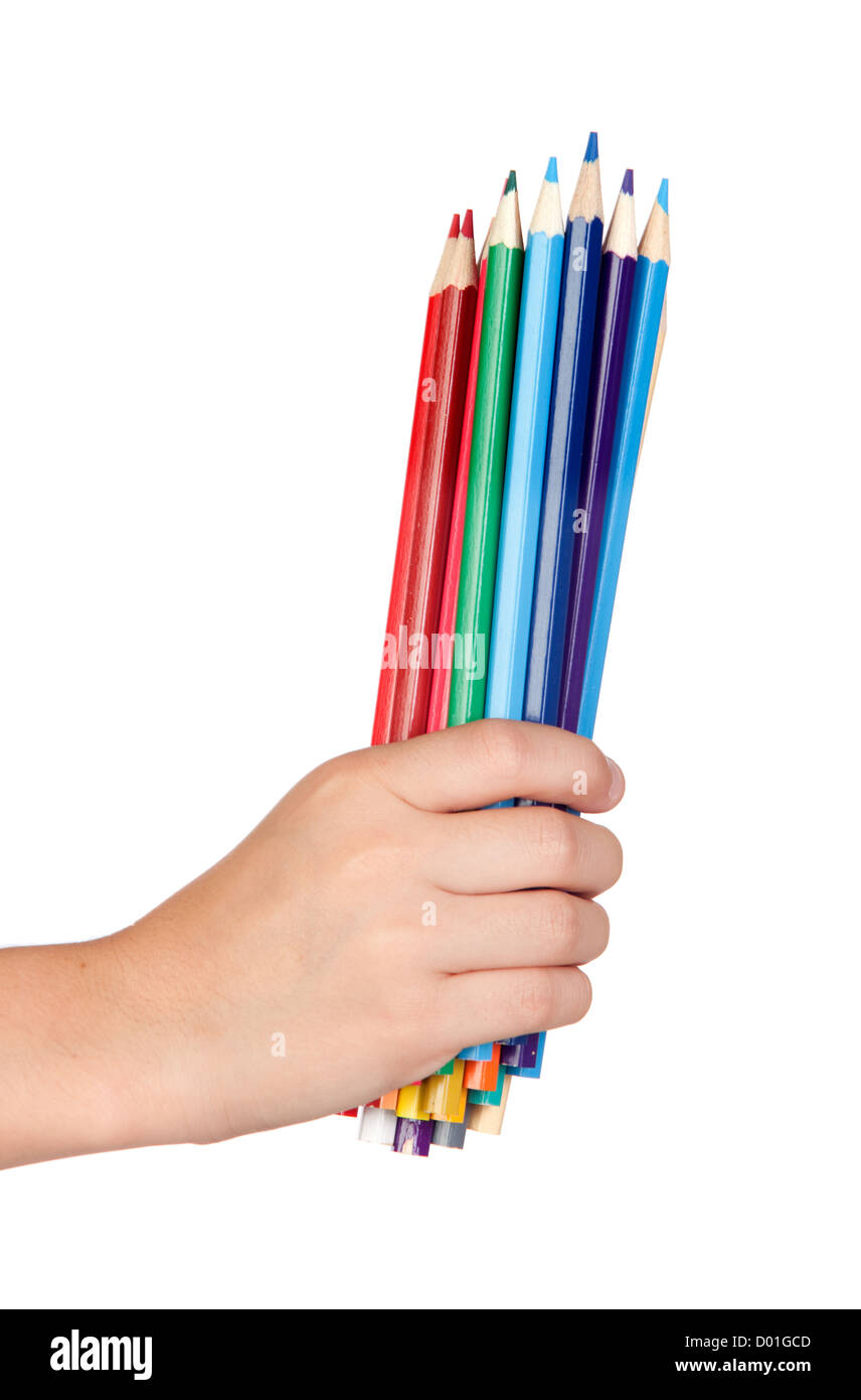 Hand holding colored pencils close up hi-res stock photography and ...
