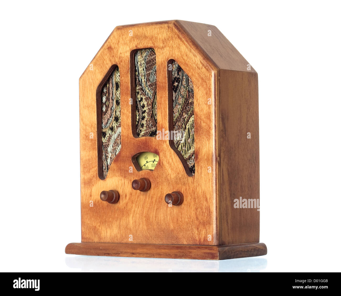 Beautiful old wooden radio on a over white background Stock Photo - Alamy