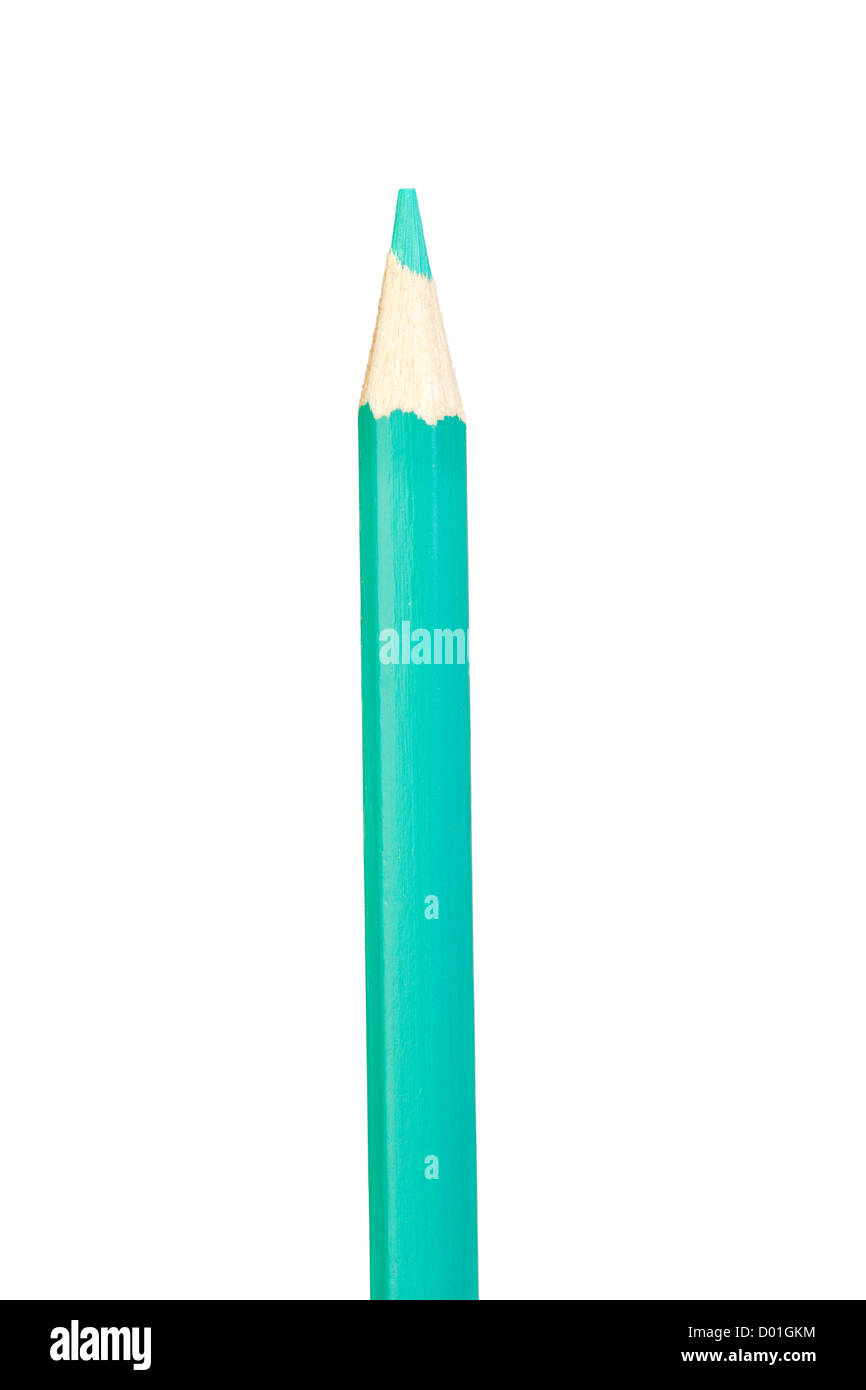 Blue turquoise pencil vertically isolated on white background Stock ...