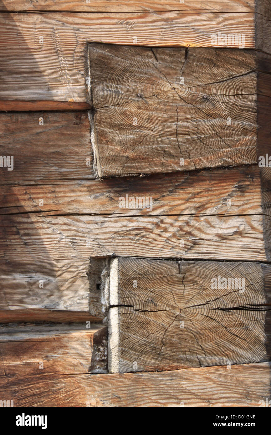 Old wooden house built on old technology Stock Photo - Alamy