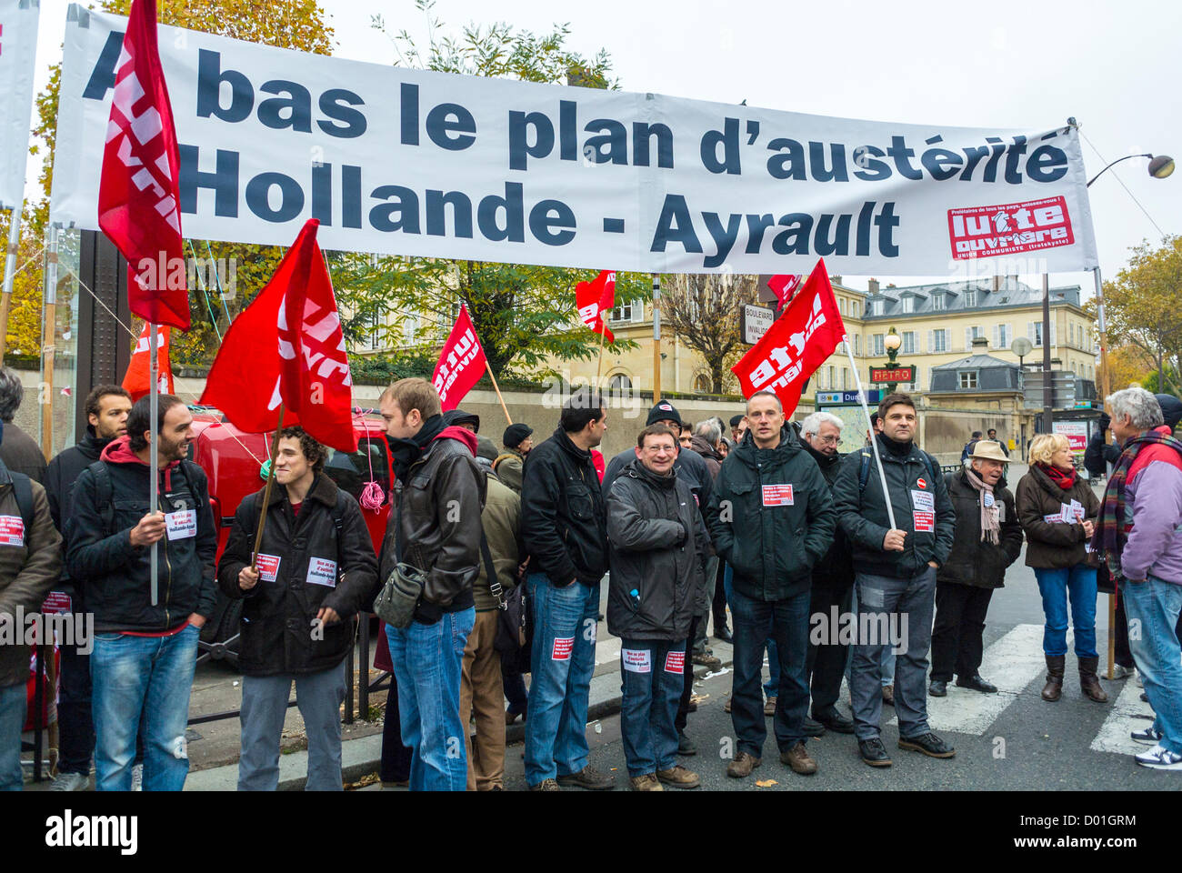Paris, France, Crowd Holding Protest Banners at Anti-Austerity ...