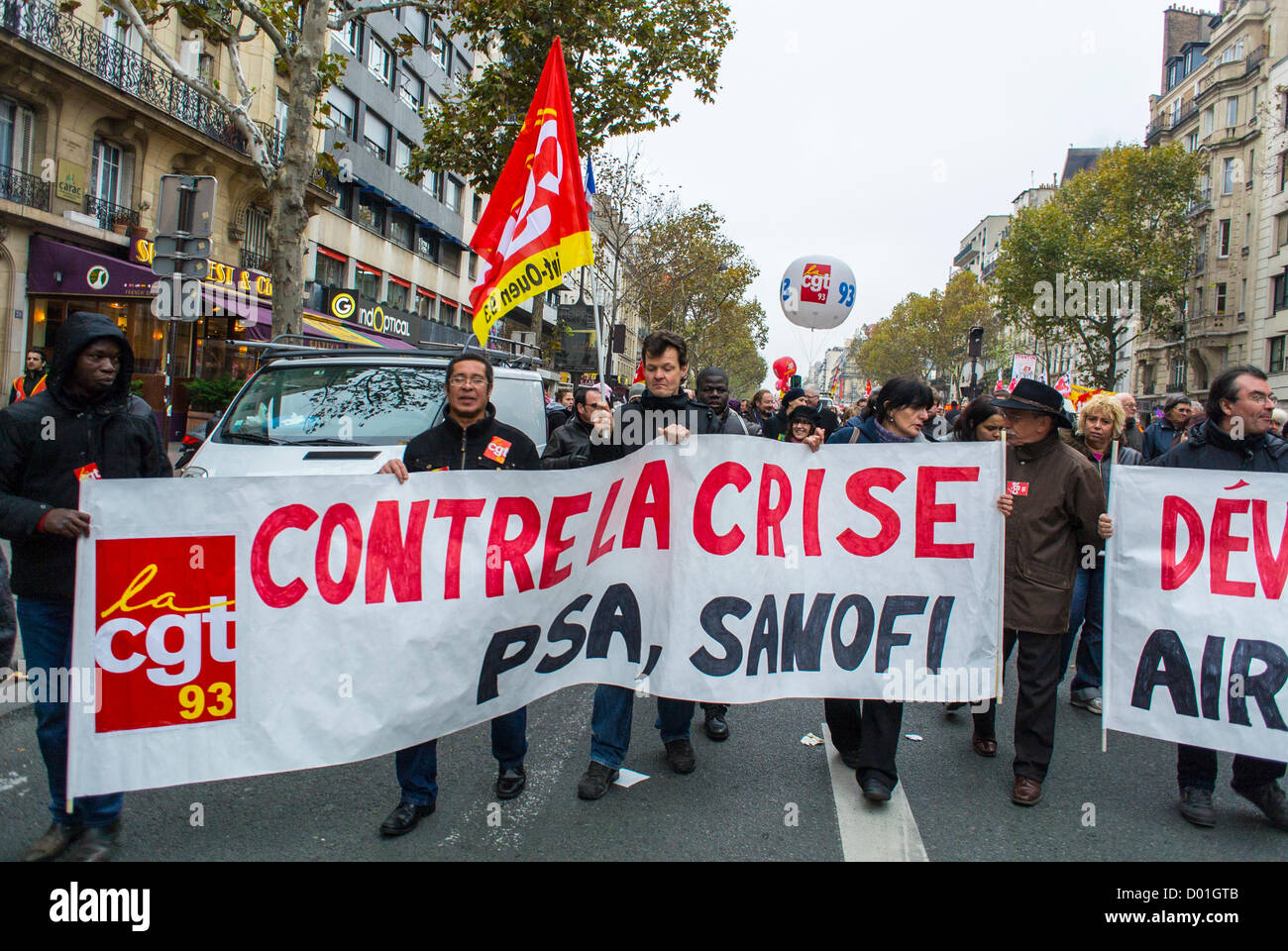 Paris, France, Anti-Austerity Demonstration, French Labor Trade Unions ...