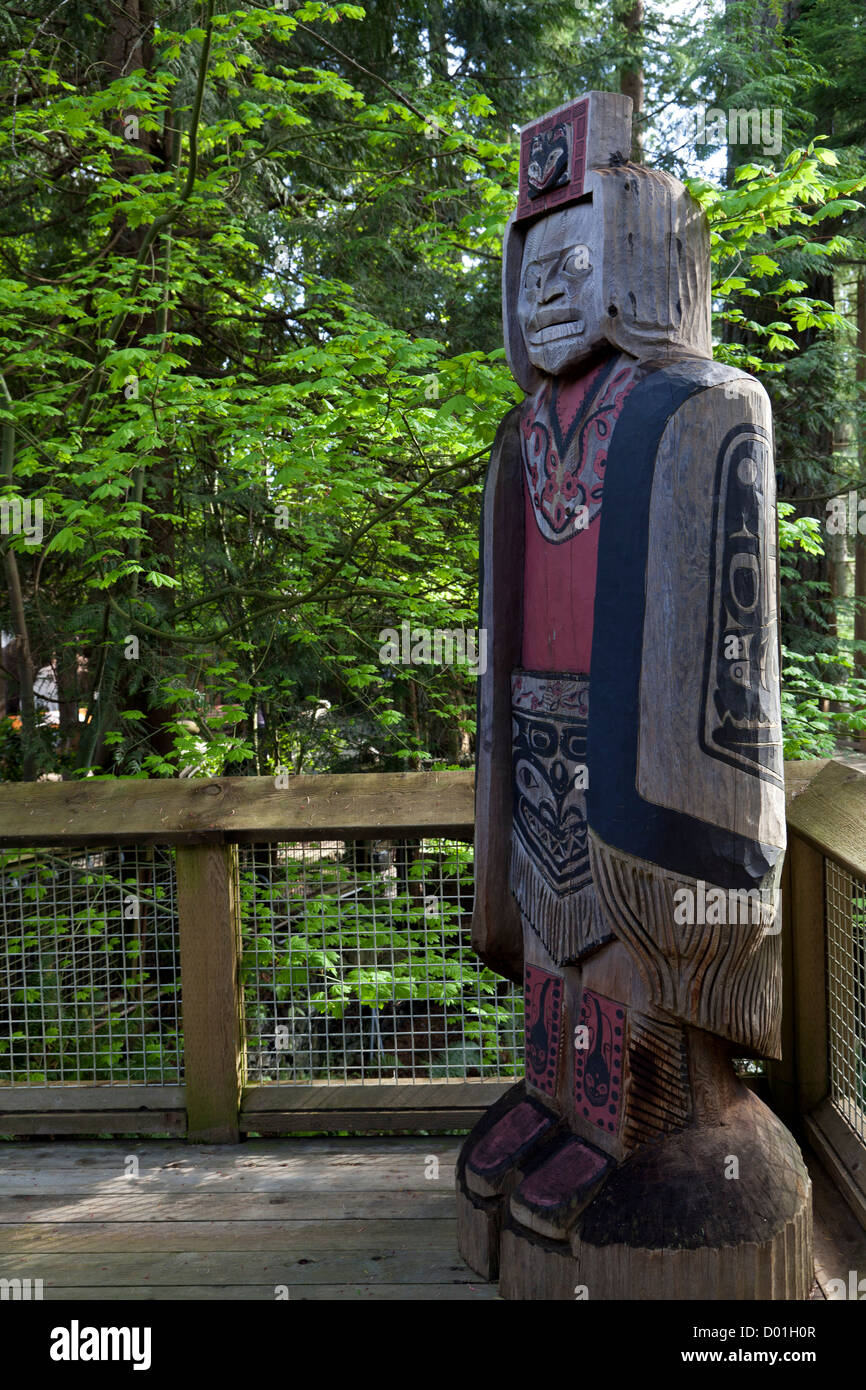 West Coast Pacific, totem pole standing in totem park, Capilano ...