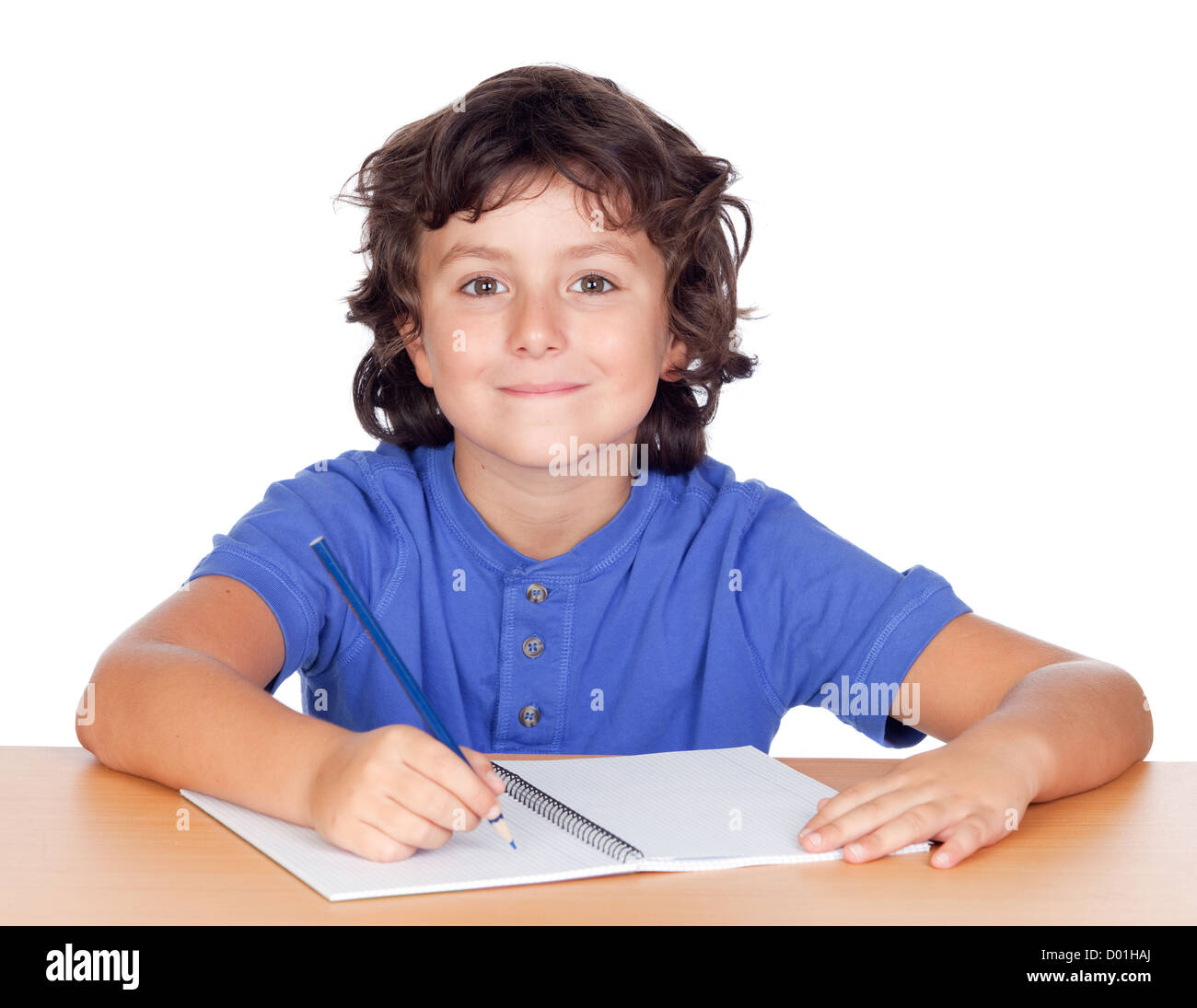 Student child studying isolated on a over white background Stock Photo ...