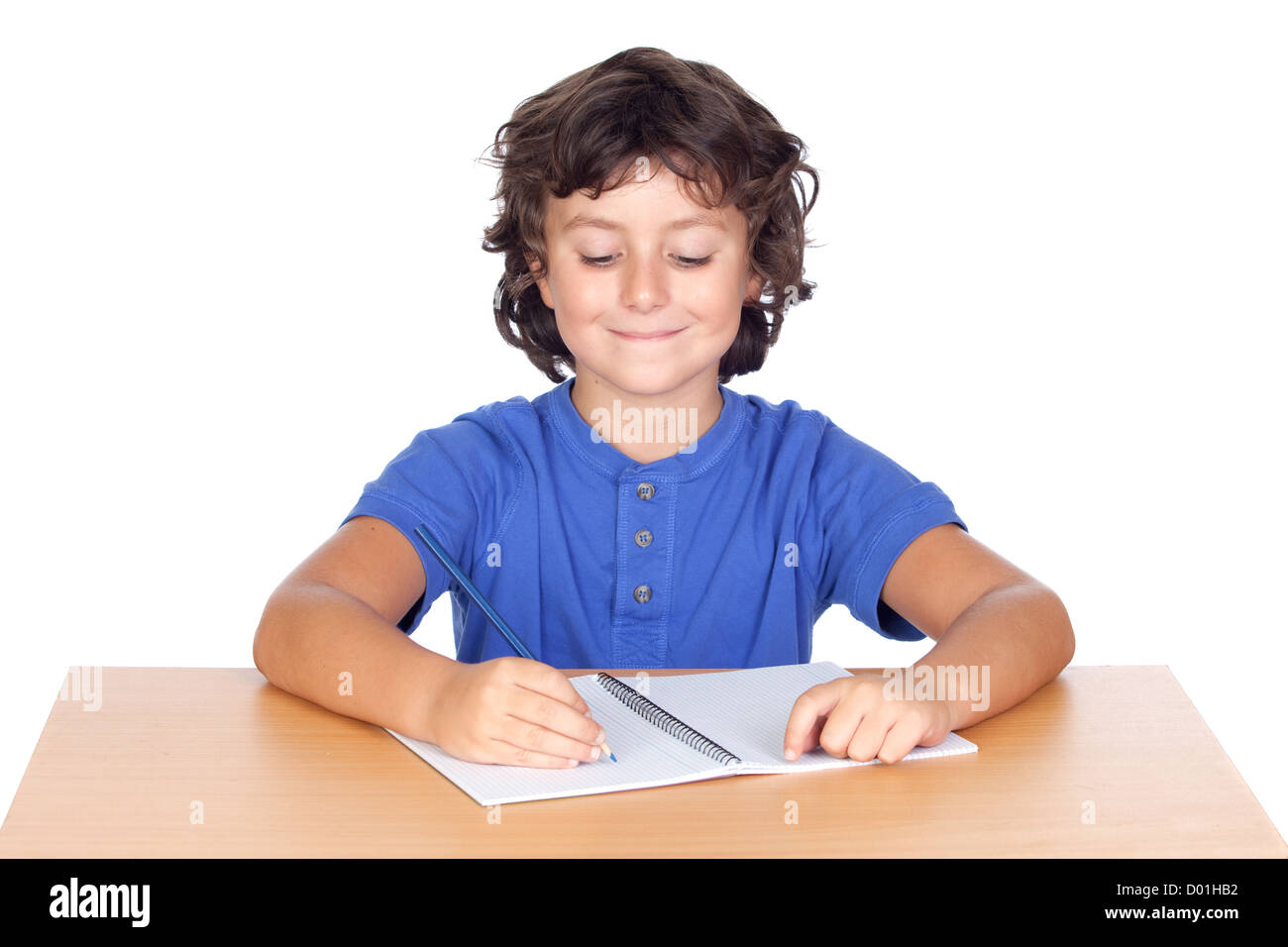 Student child studying isolated on a over white background Stock Photo ...