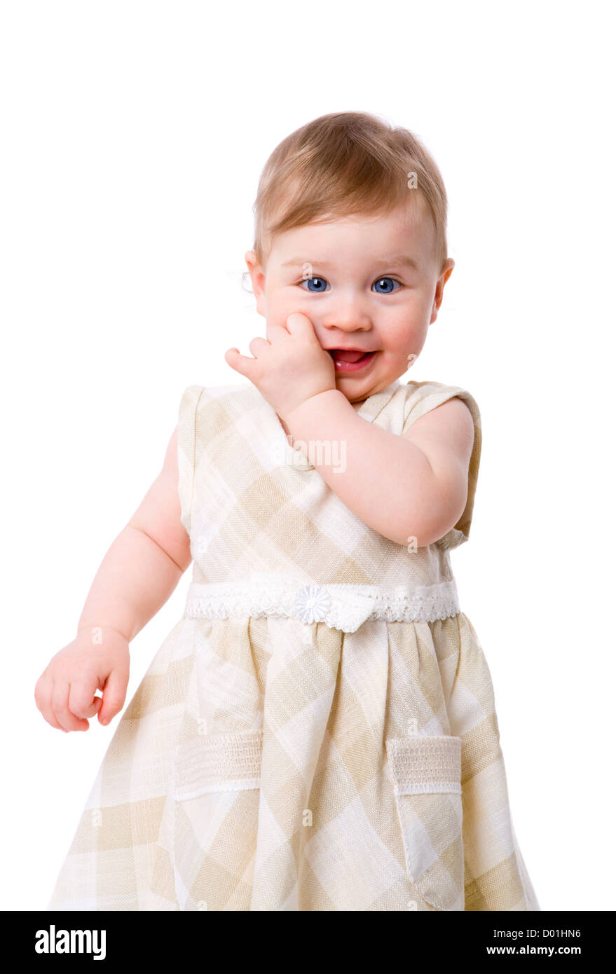 Adorable Baby Girl in one year age isolated on white Stock Photo - Alamy