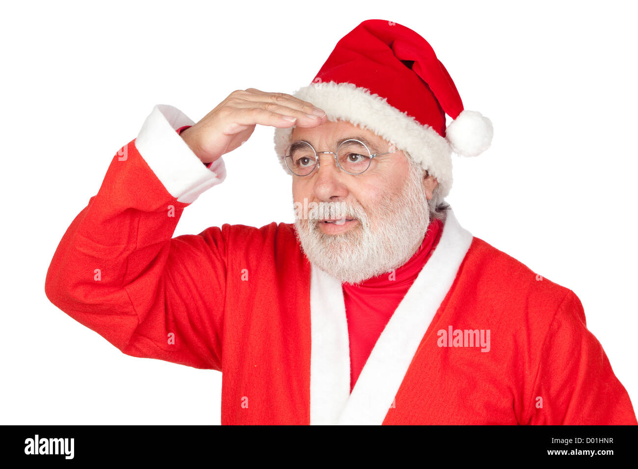 Santa Claus looking isolated on white background Stock Photo - Alamy