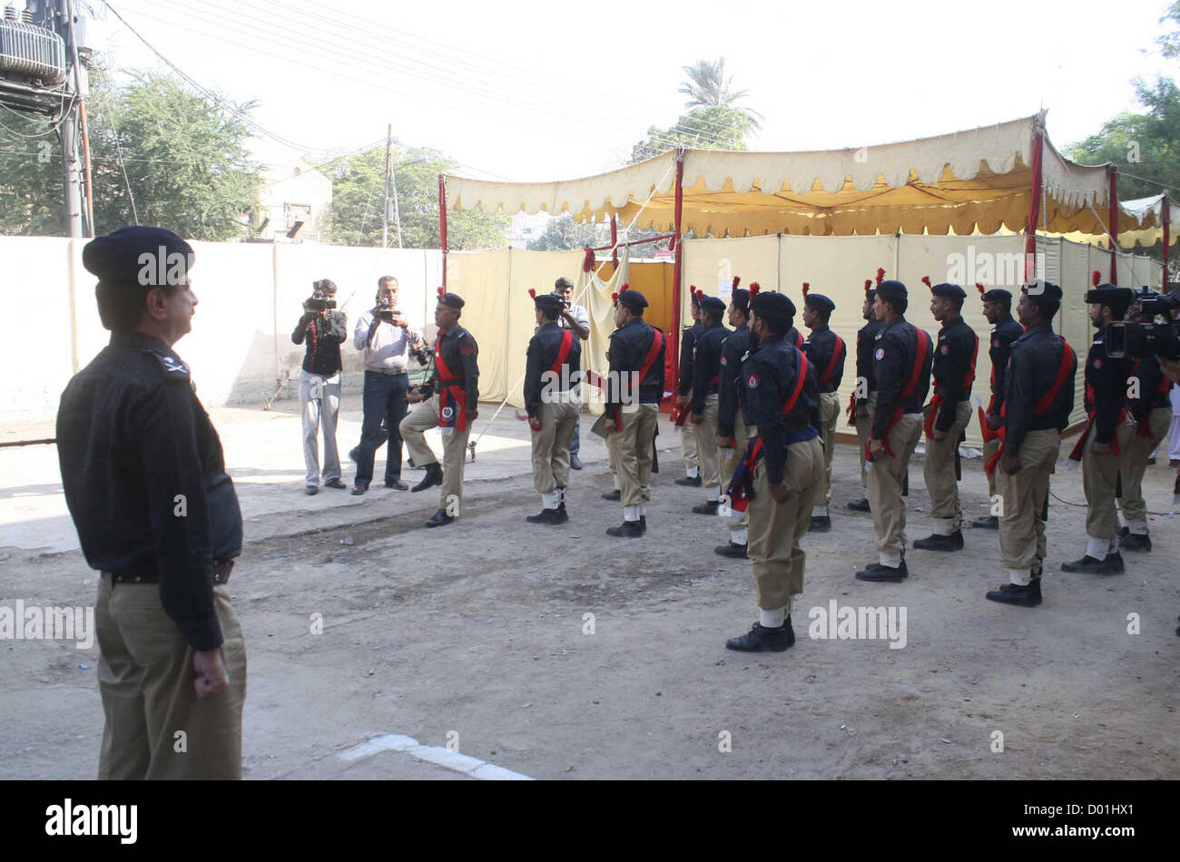 Sindh Police Inspector General, Fayyaz Leghari reviewing parade during ...