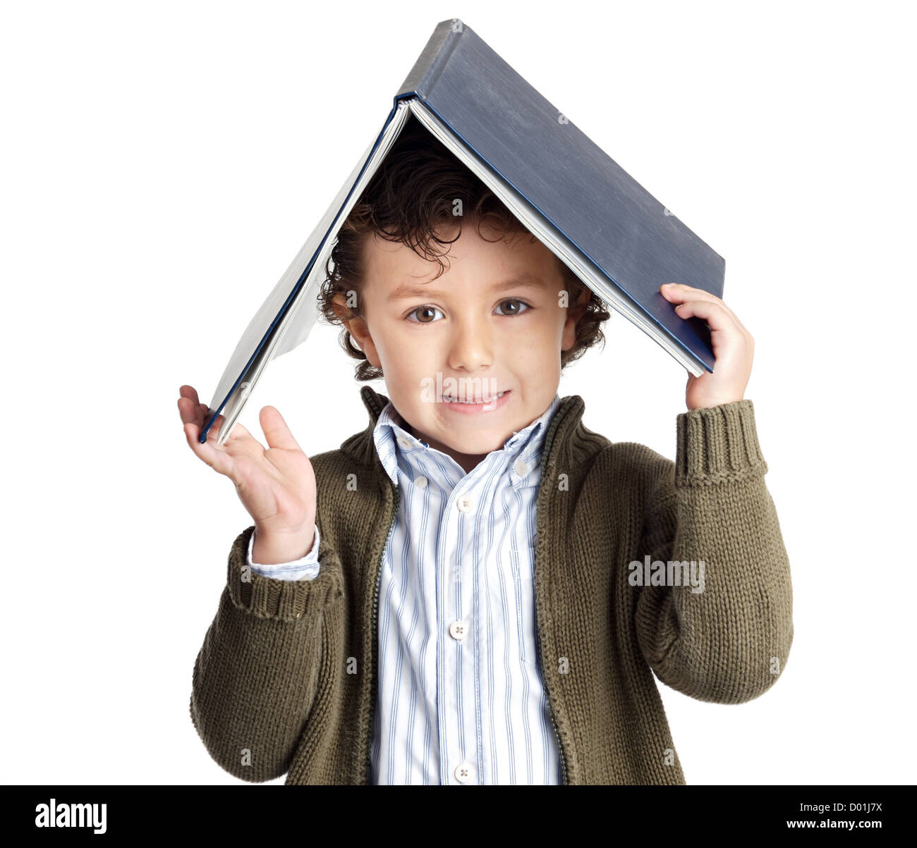 Adorable student boy on a over white background Stock Photo - Alamy