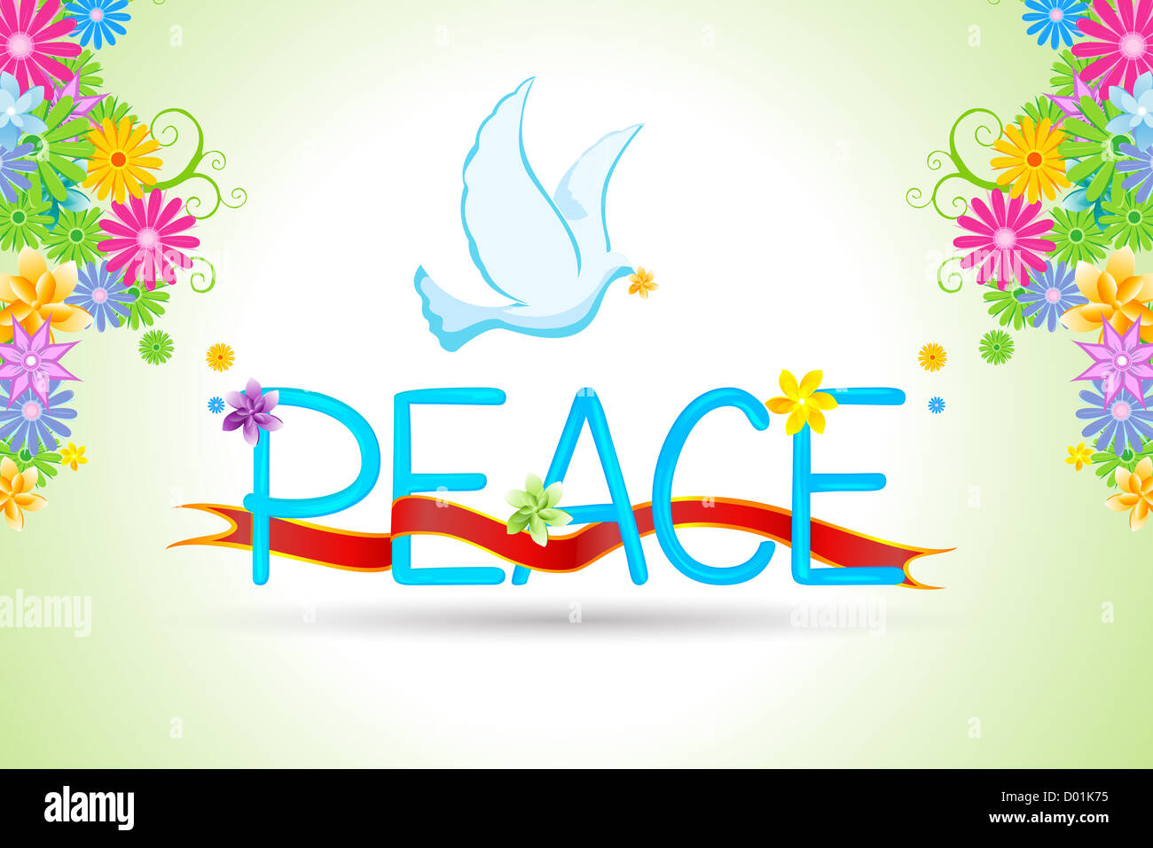 illustration of floral peace background on white background Stock Photo ...