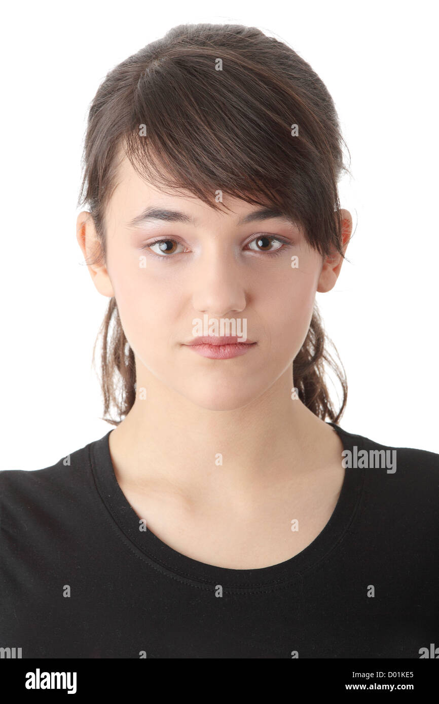 Teen girl portrait, over white background Stock Photo - Alamy