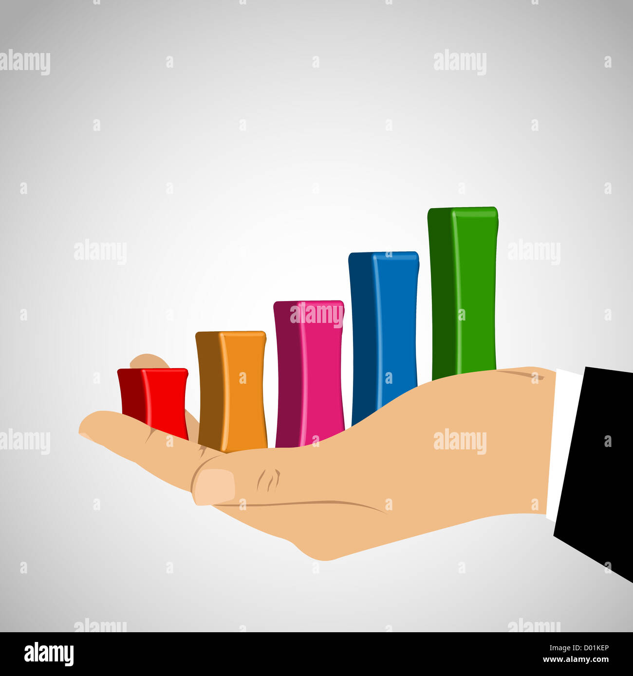 illustration of business graph in hand Stock Photo - Alamy