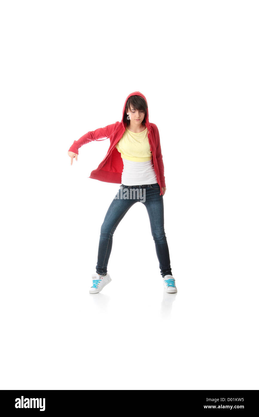 Young pop dancer, isolated on white background Stock Photo - Alamy