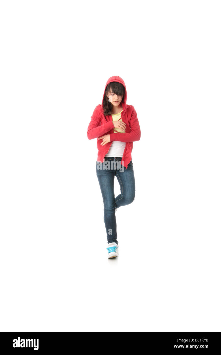 Young pop dancer, isolated on white background Stock Photo - Alamy