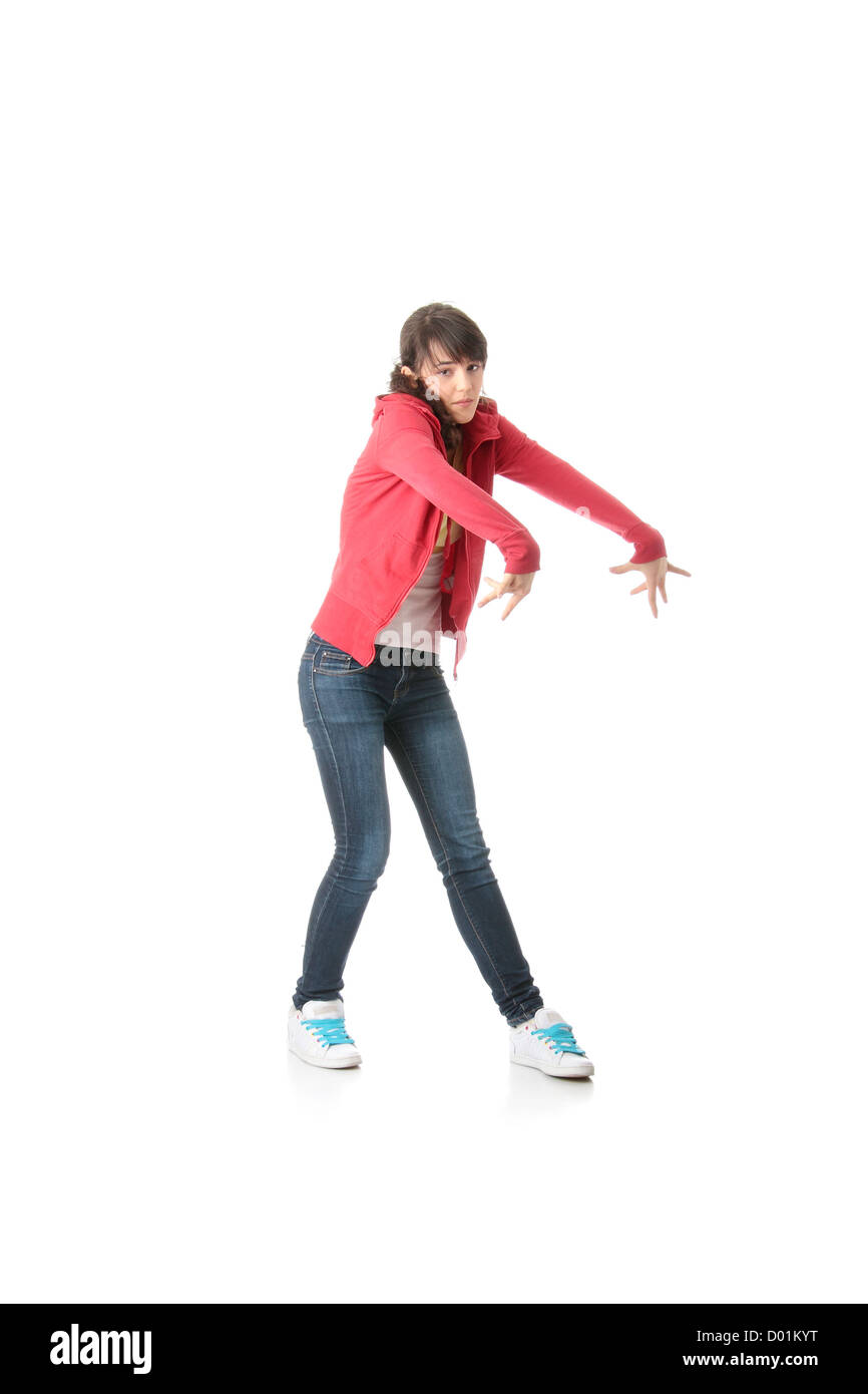 Young pop dancer, isolated on white background Stock Photo - Alamy