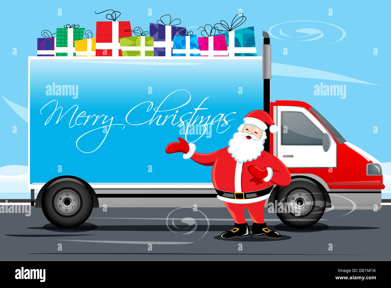 illustration of christmas card with cargo Stock Photo - Alamy