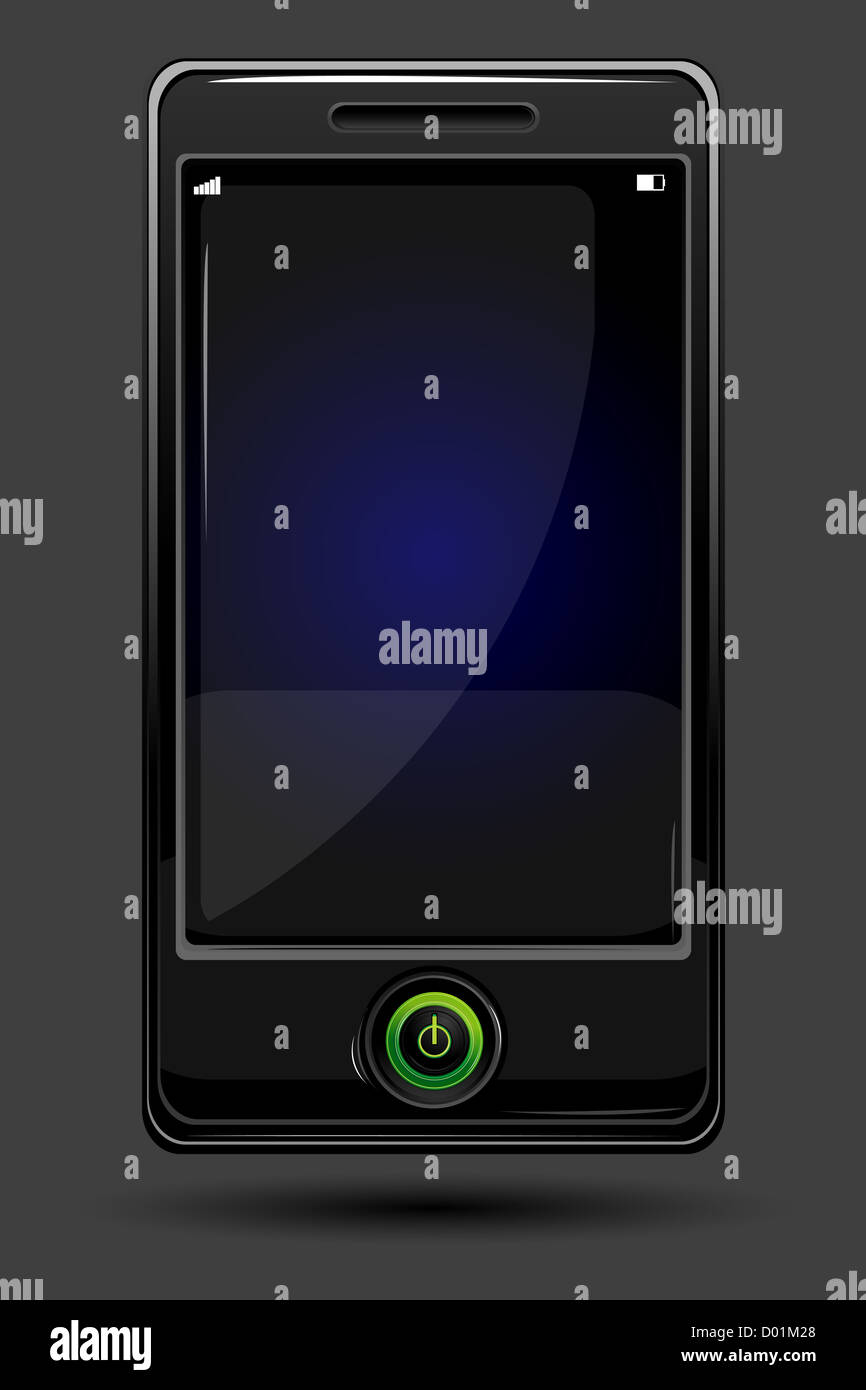 illustration of power button in mobile on white background Stock Photo ...