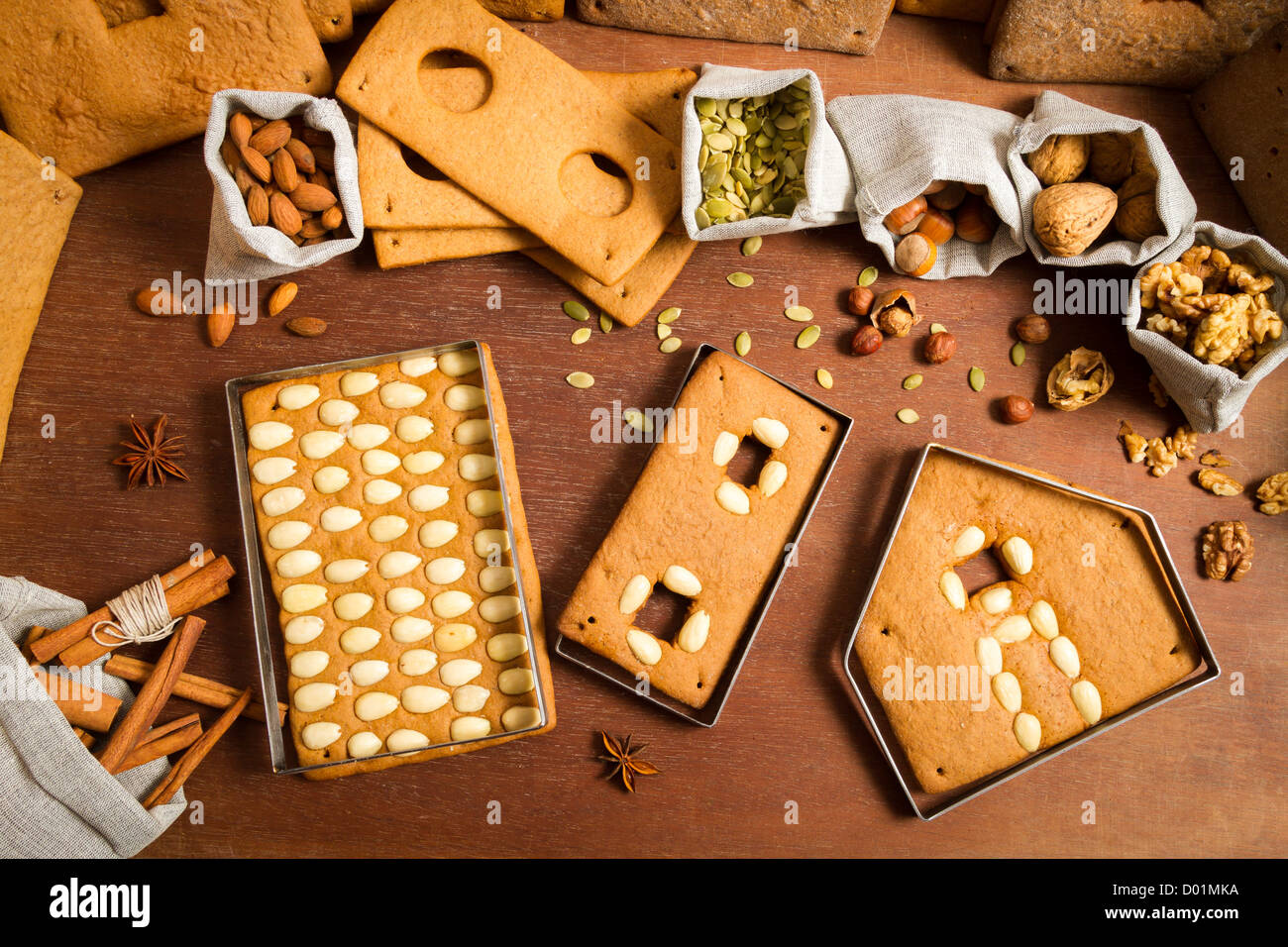 Top view of a component of the gingerbread Cottage Stock Photo - Alamy