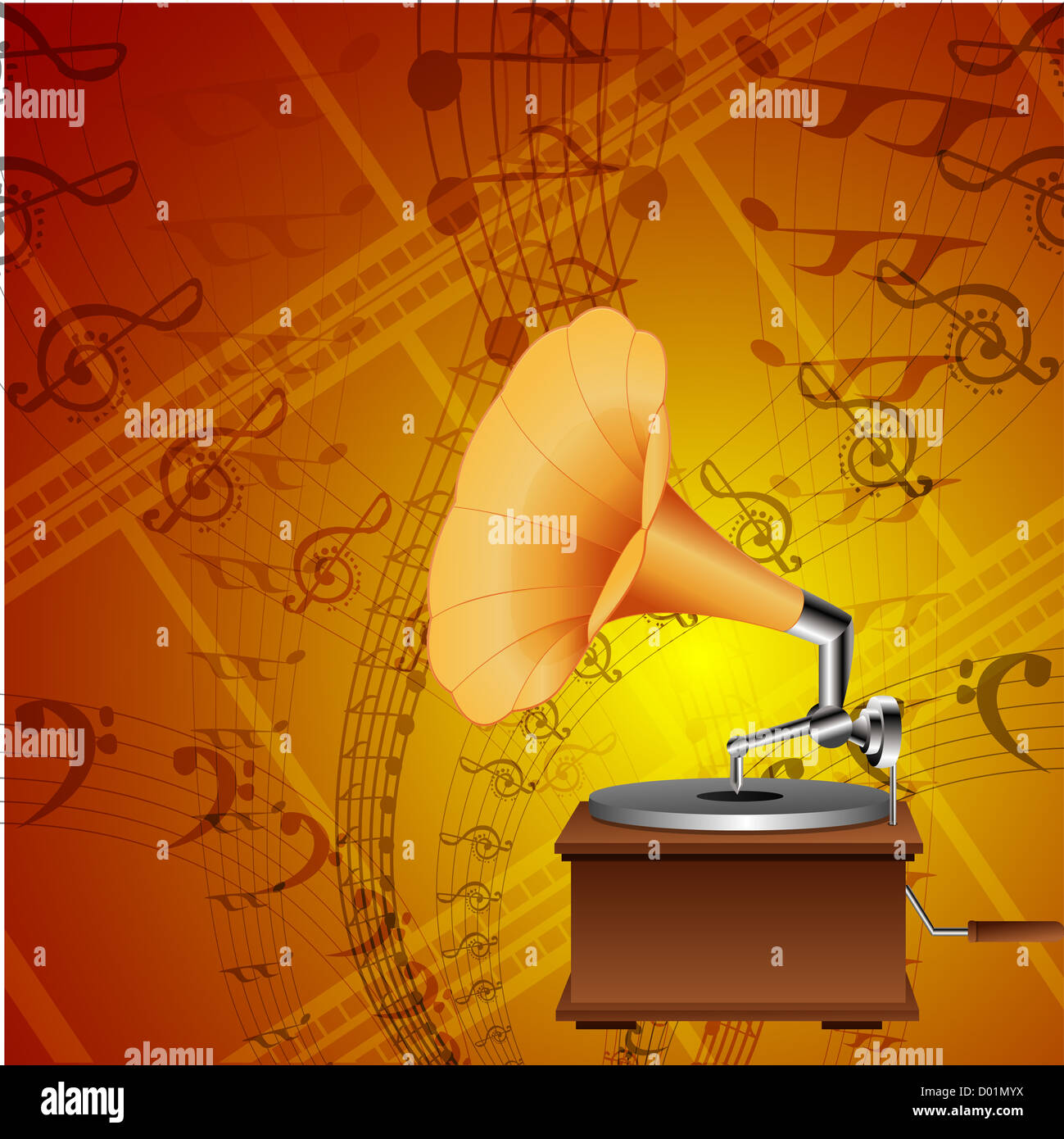 illustration of music card with gramophone Stock Photo - Alamy