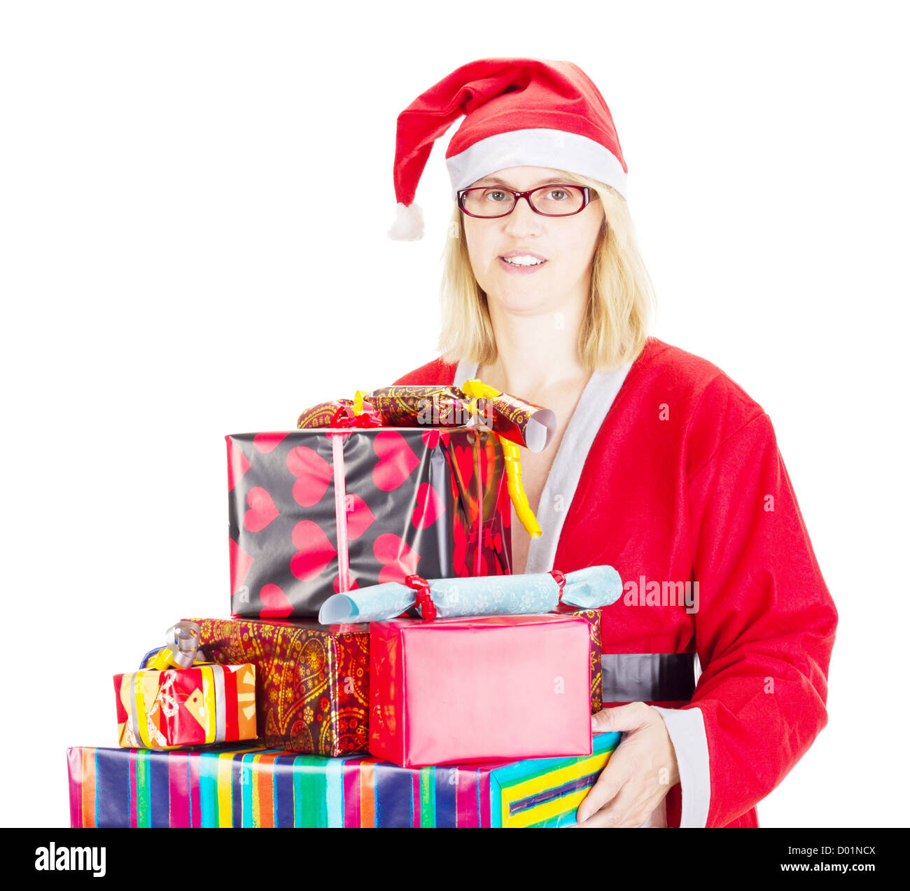 Santa claus with a lot of gifts Stock Photo - Alamy