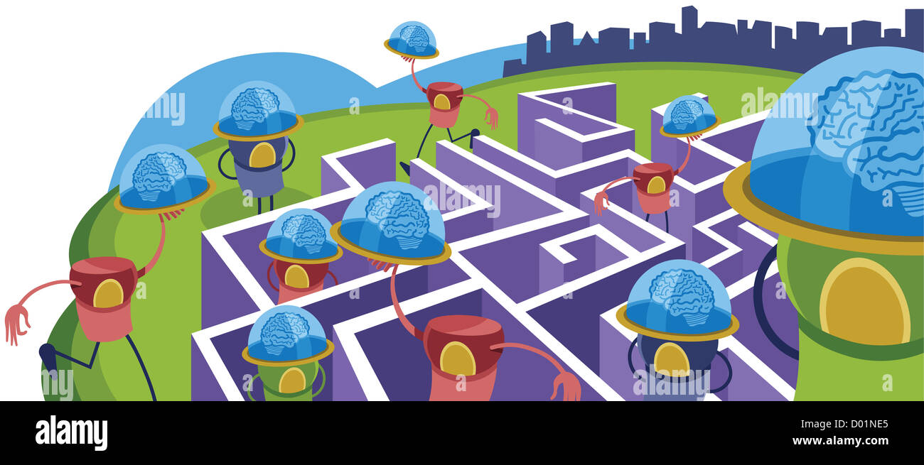 A maze full of creatures with brains Stock Photo - Alamy