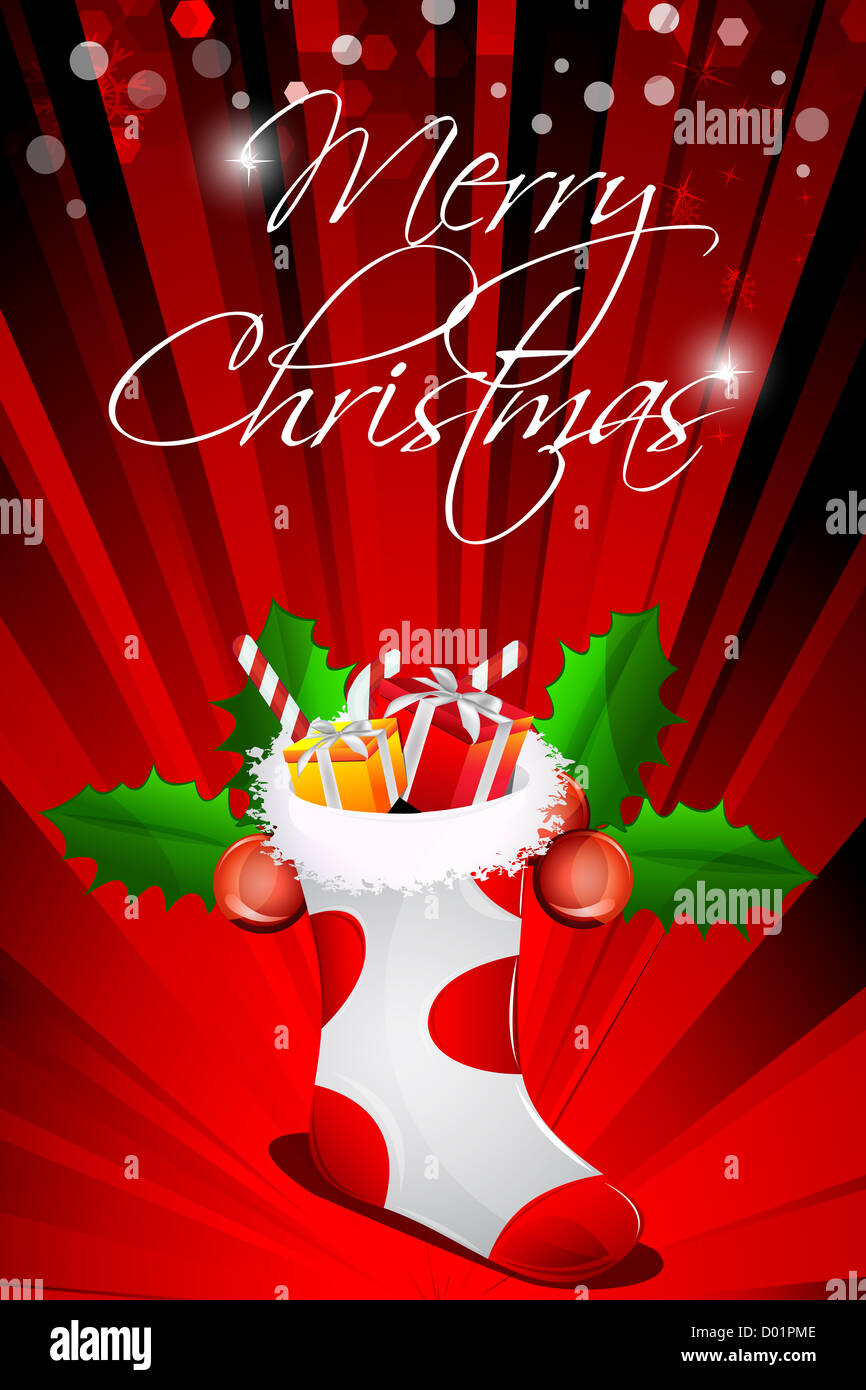 illustration of abstract merry christmas card on white background Stock ...