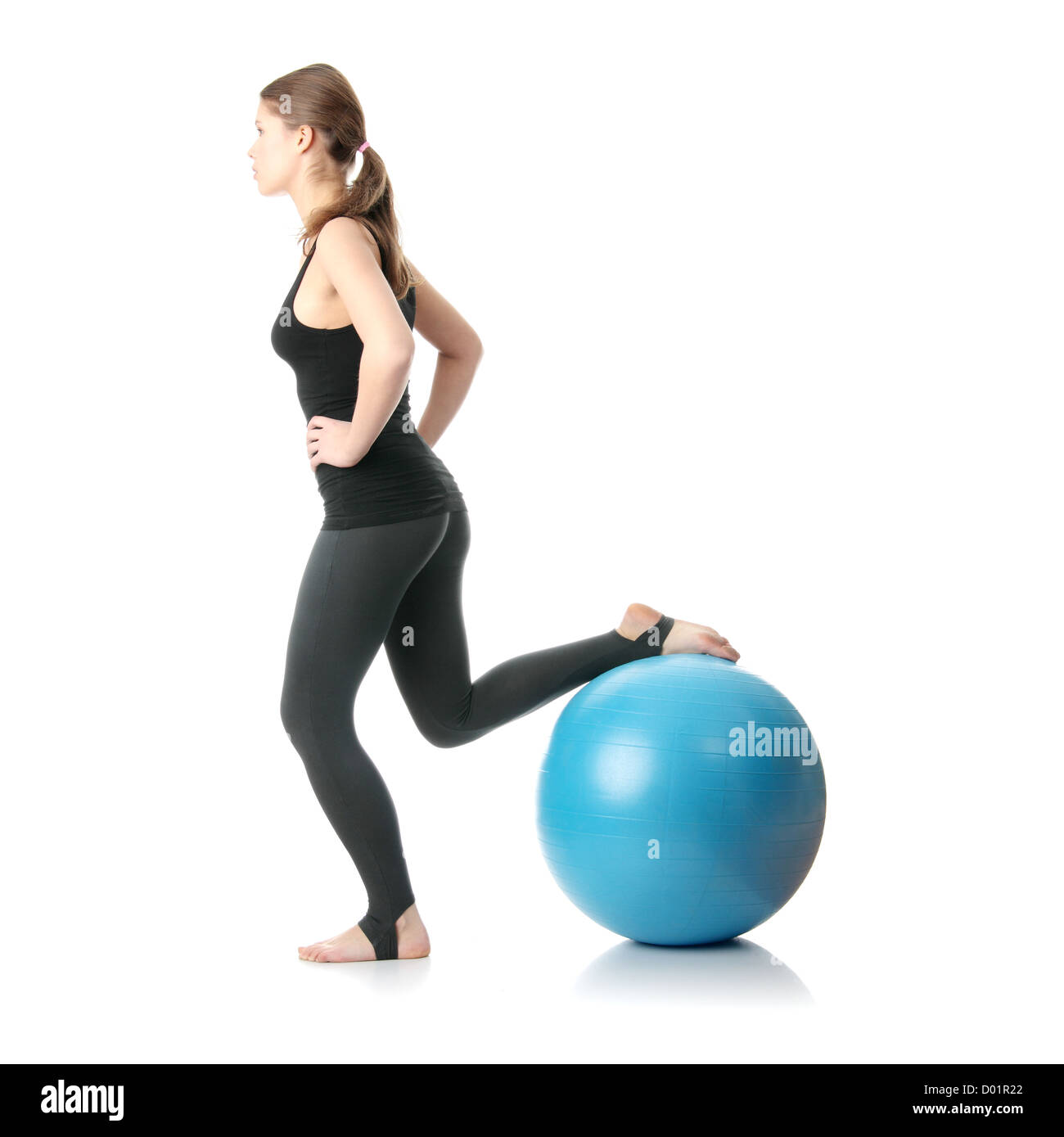 Beautiful toned woman exercise ball Cut Out Stock Images & Pictures - Alamy