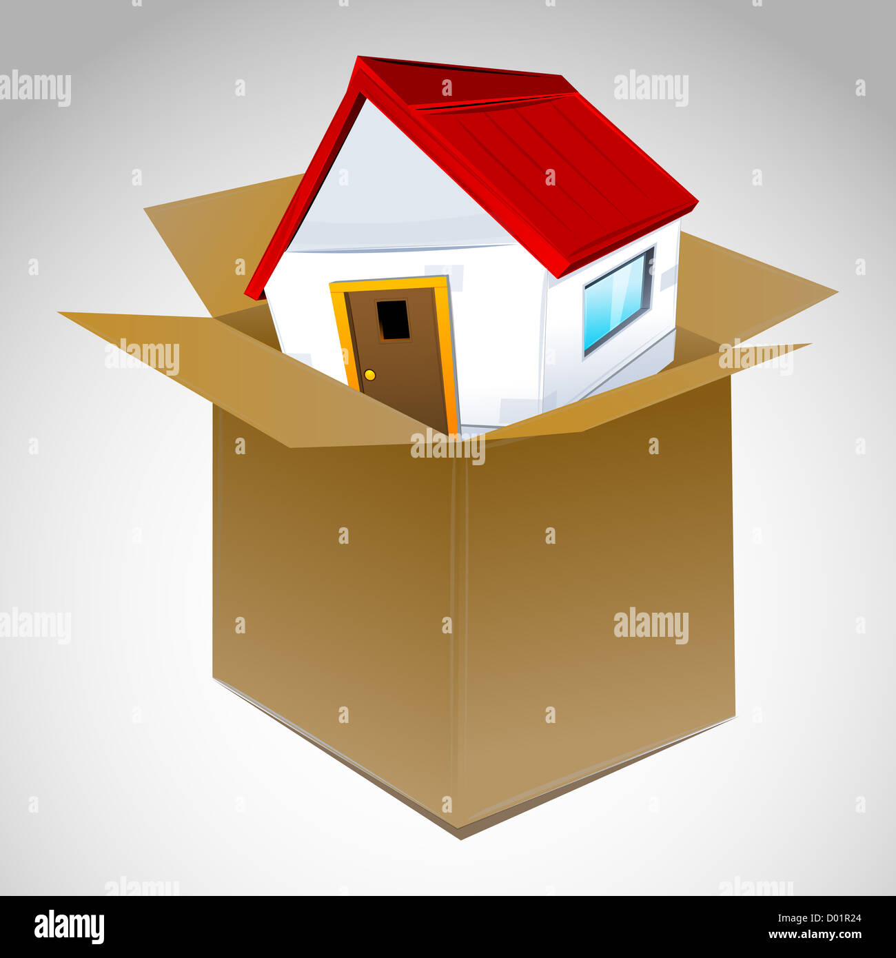 illustration of house in box Stock Photo - Alamy