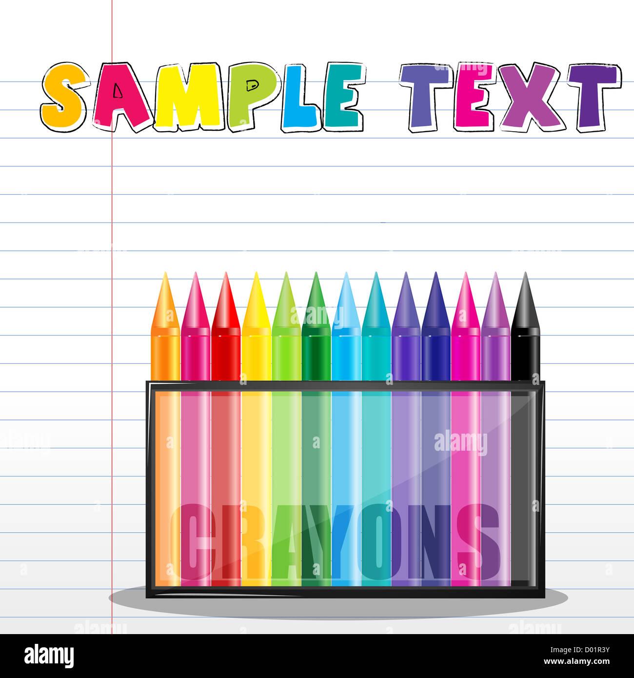 illustration of colorful crayons on white background Stock Photo - Alamy