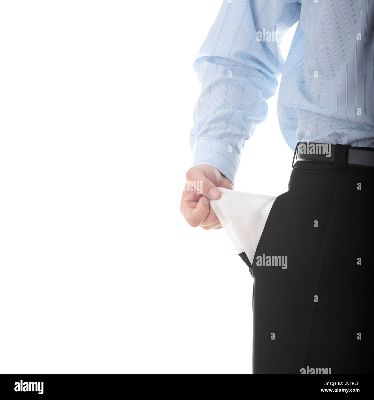 Broke business man with empty pockets Stock Photo - Alamy