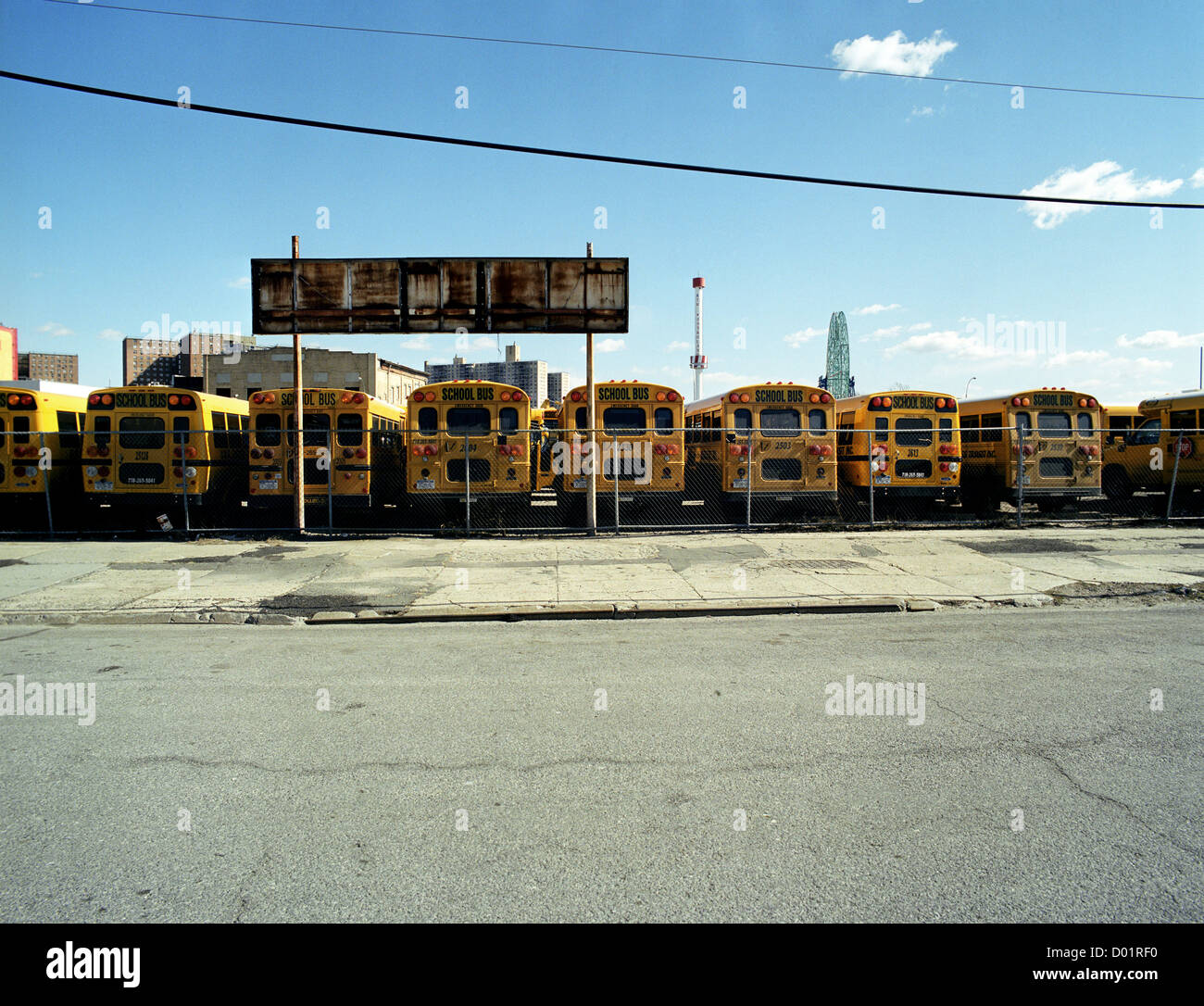 School buses in Coney Island, New York, USA Stock Photo - Alamy