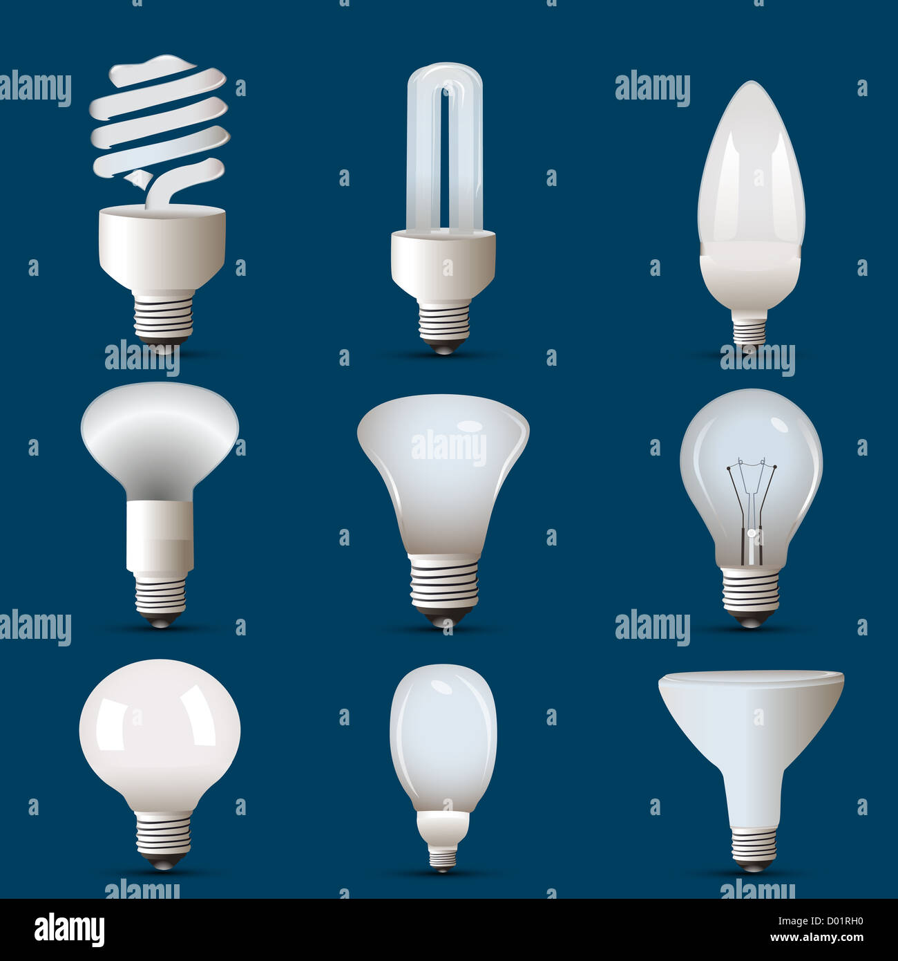 illustration of different shapes of cfl and bulb Stock Photo - Alamy
