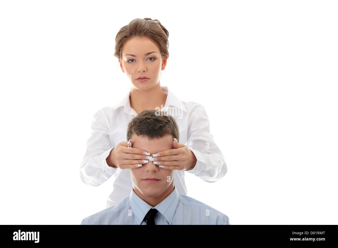 Censorship concept. Two business people isolated on white background ...