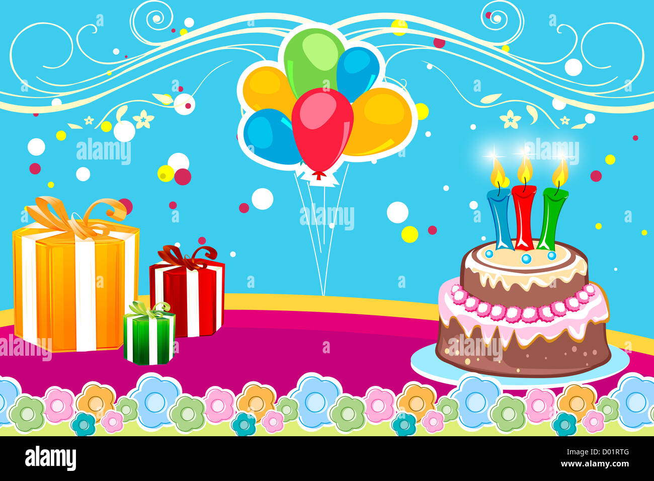 illustration of abstract birthday card on white background Stock Photo ...