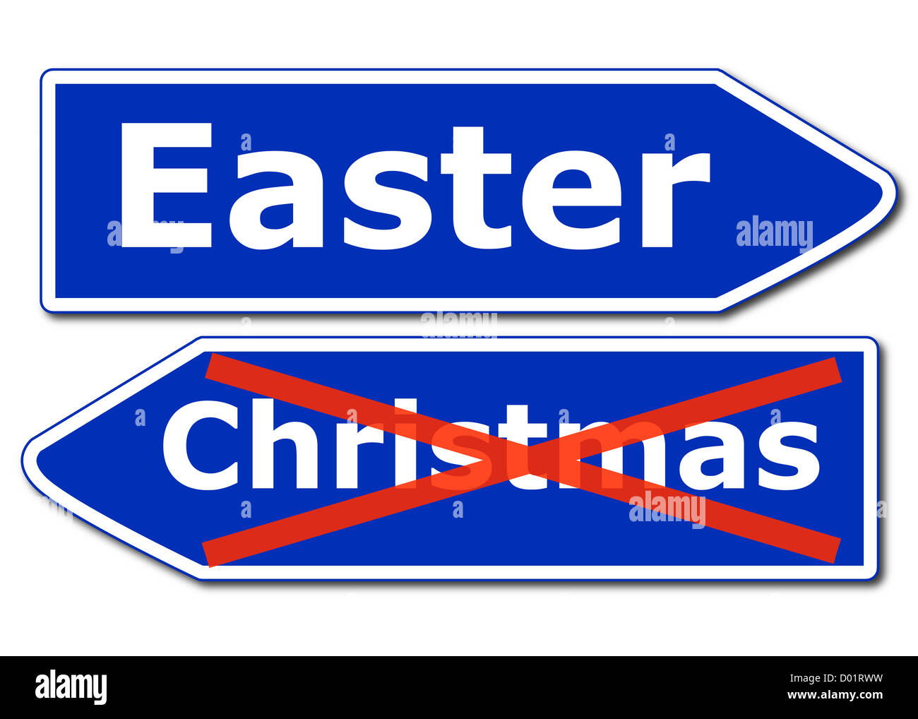 easter concept with blue road sign isolated on white background Stock ...