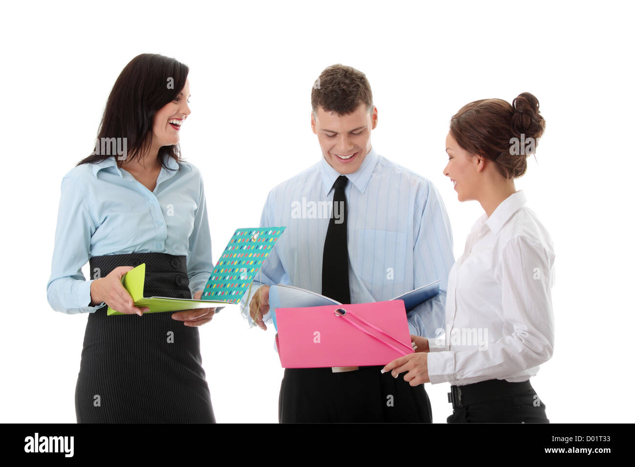 Conversation of business group. Isolated on white background, in the ...