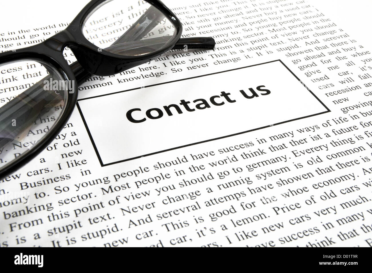 contact us concept with newspaper showing business communication Stock ...
