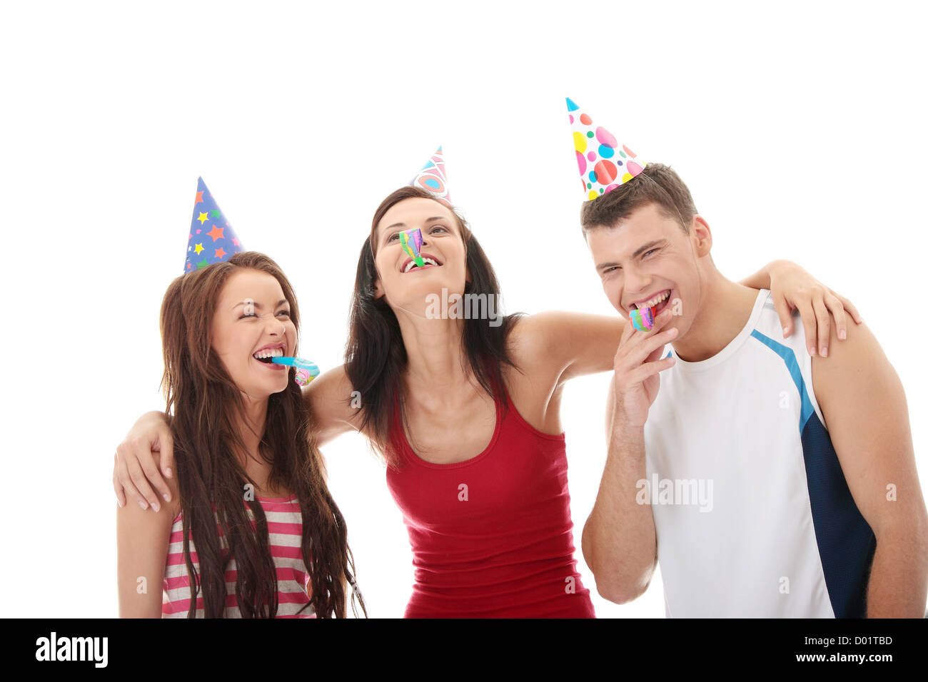 Happy three friends Stock Photo - Alamy