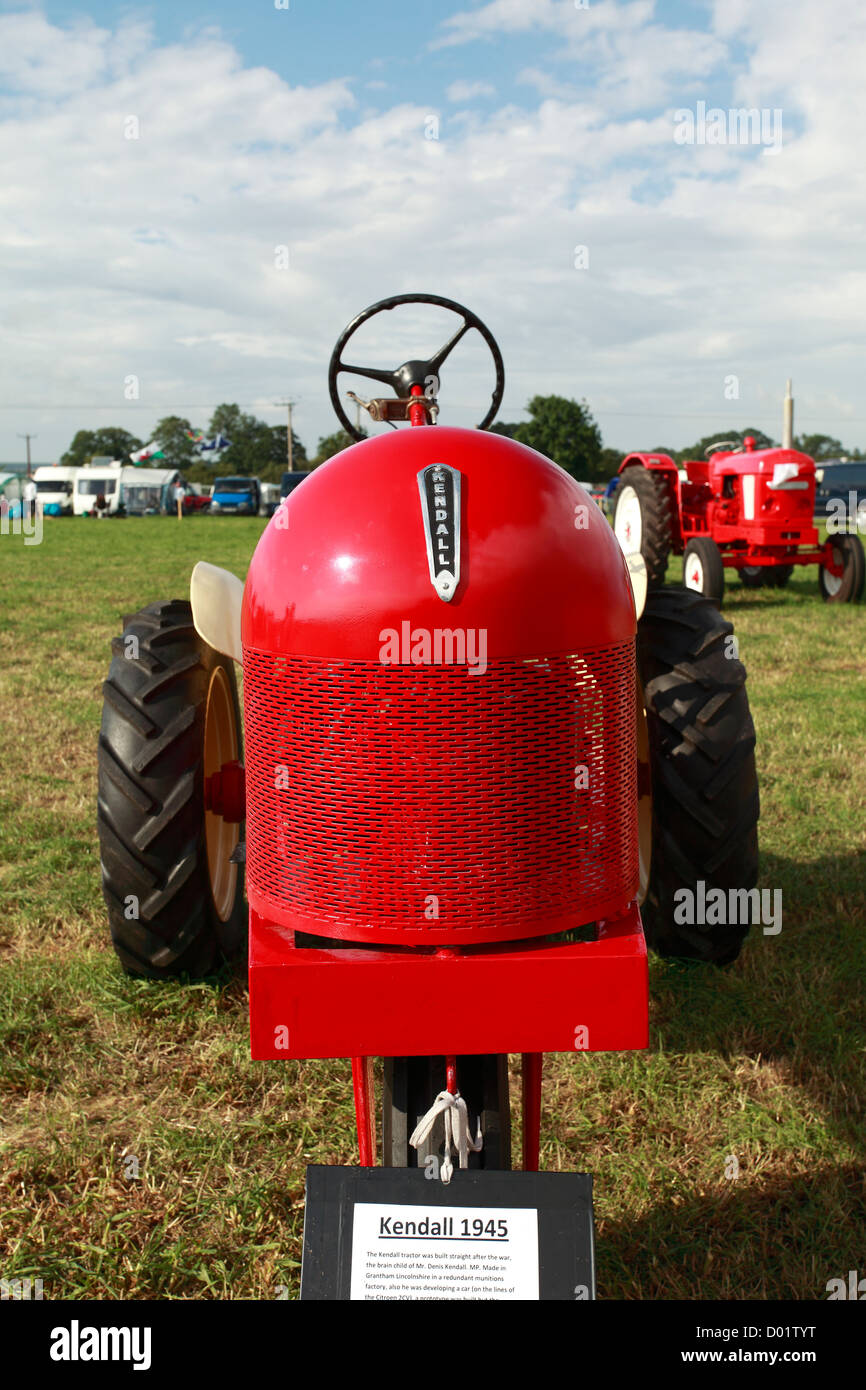 Front view of traditional old tractor, Kendall 1945 three wheel tractor ...