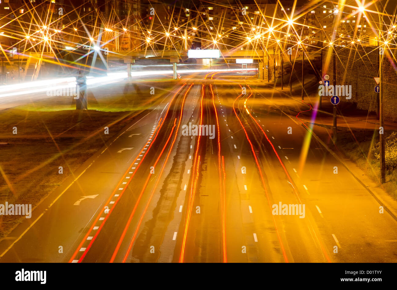 Modern city highway at night Stock Photo - Alamy
