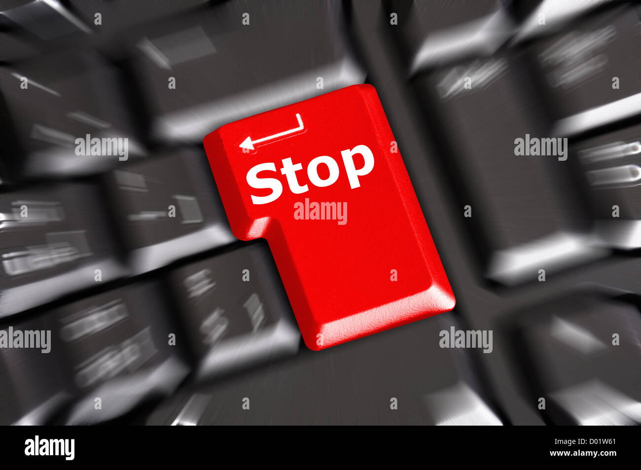 stop key on keyboard in red showing halt concept Stock Photo - Alamy