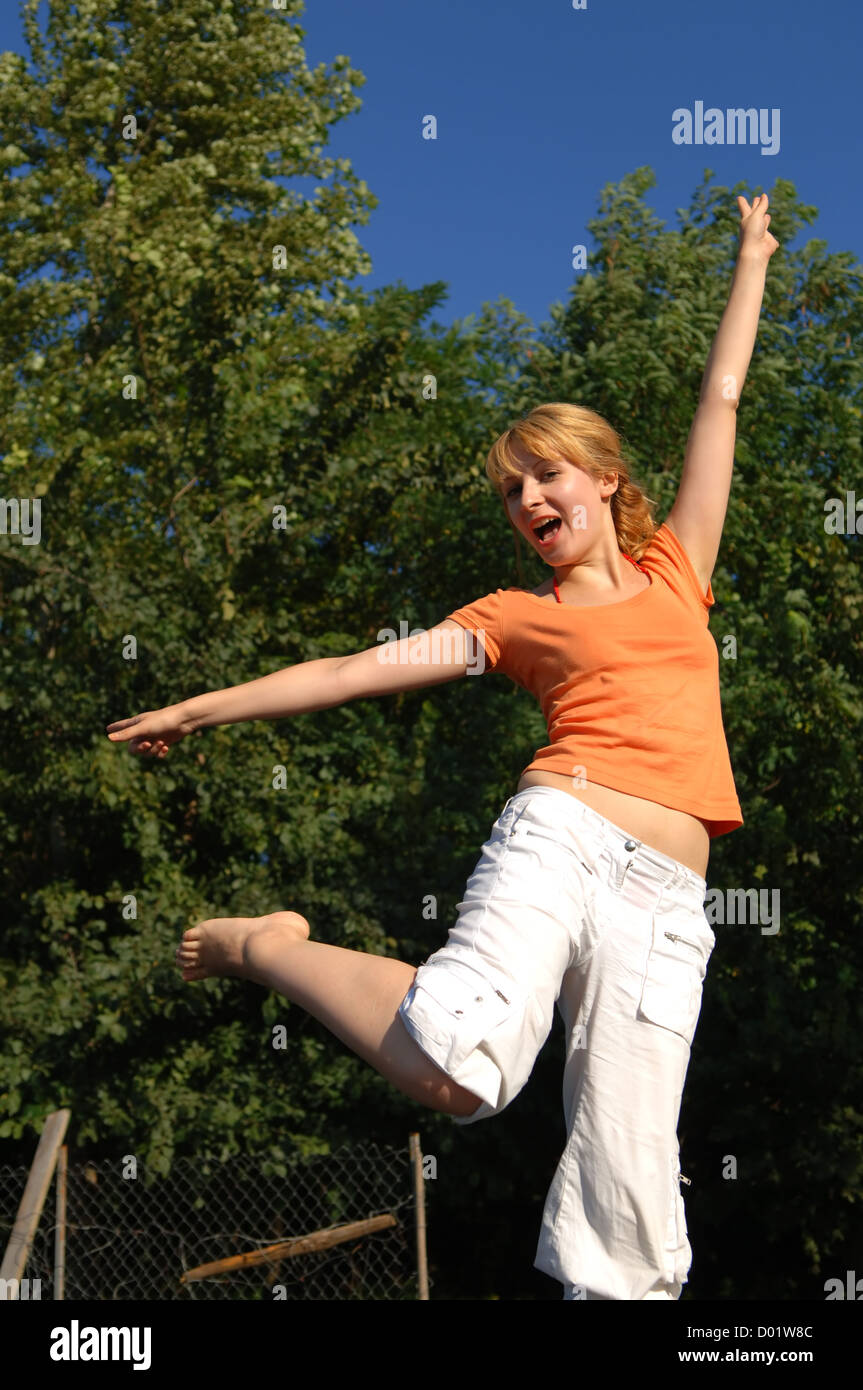 Young Girl Jumping, Jump Stock Photo - Alamy