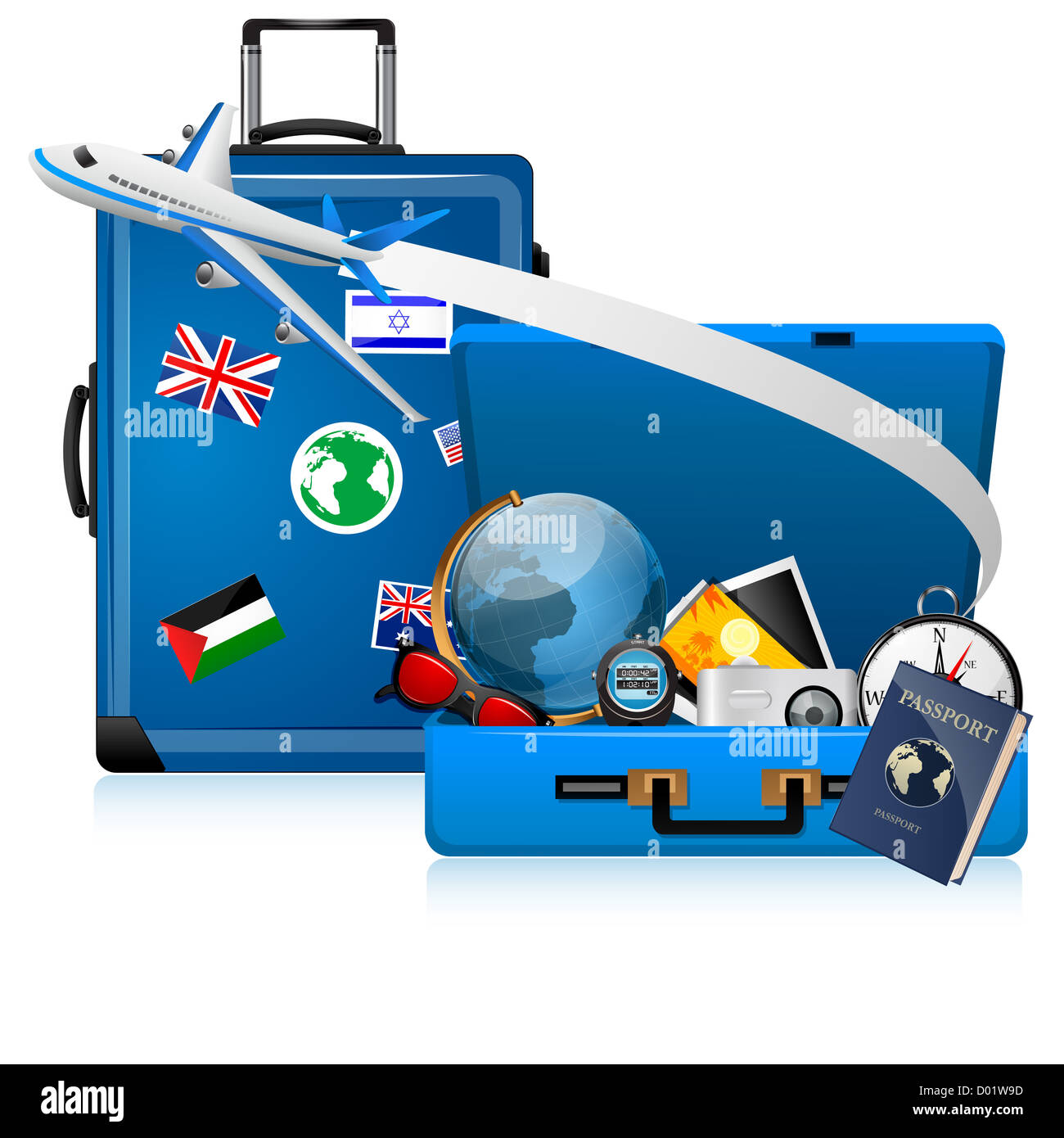 illustration of world tour on white background Stock Photo - Alamy