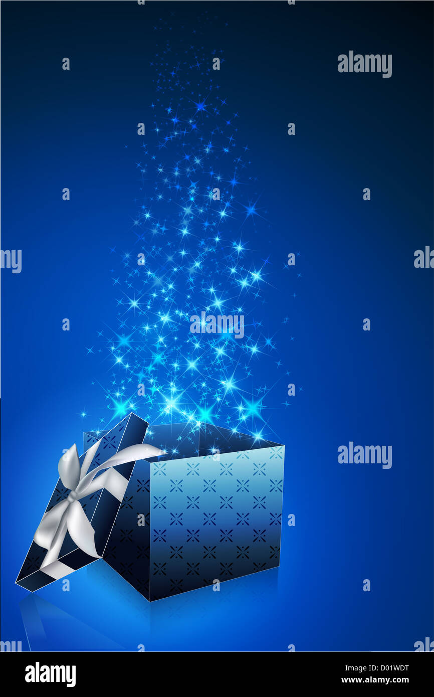 illustration of abstract gift card with open box Stock Photo - Alamy