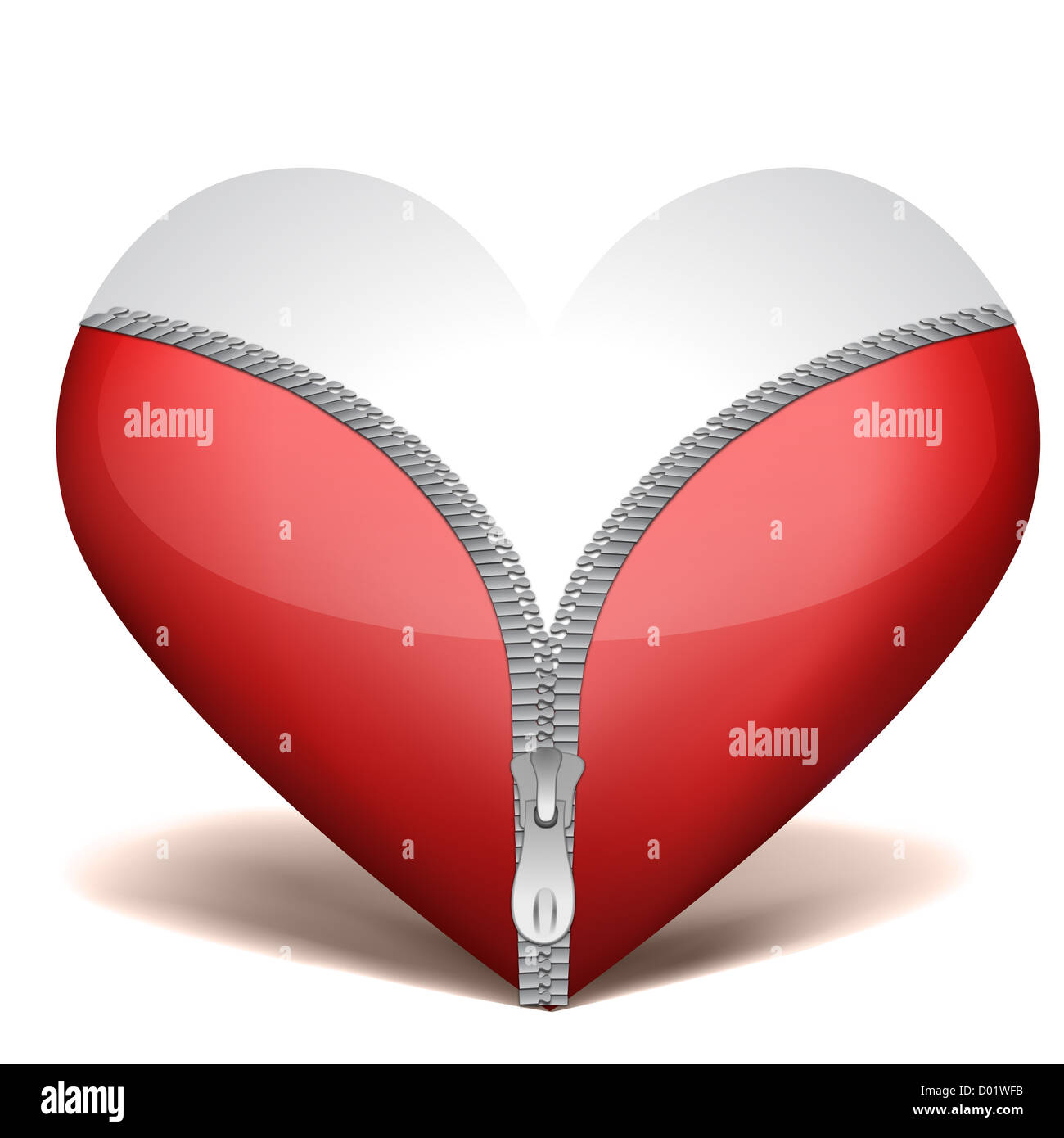 illustration of unzipped heart on white background Stock Photo - Alamy