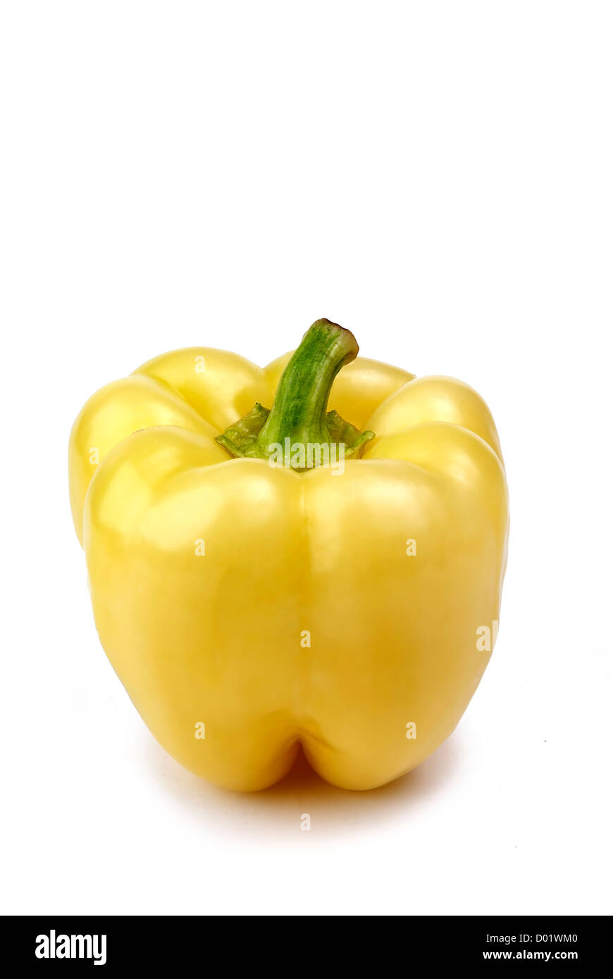 One yellow pepper isolated on white Stock Photo - Alamy