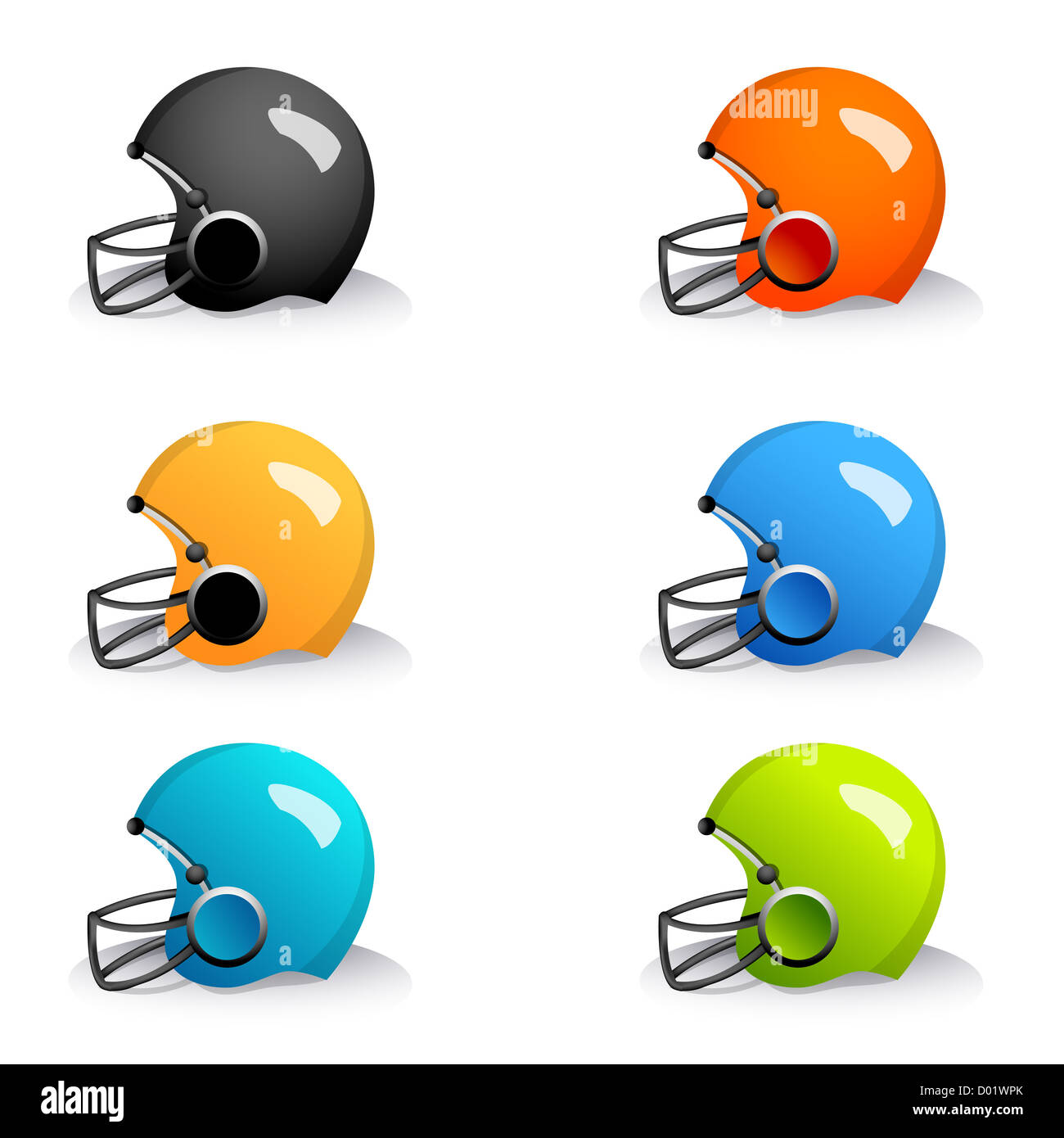 illustration of colorful helmets on white background Stock Photo - Alamy